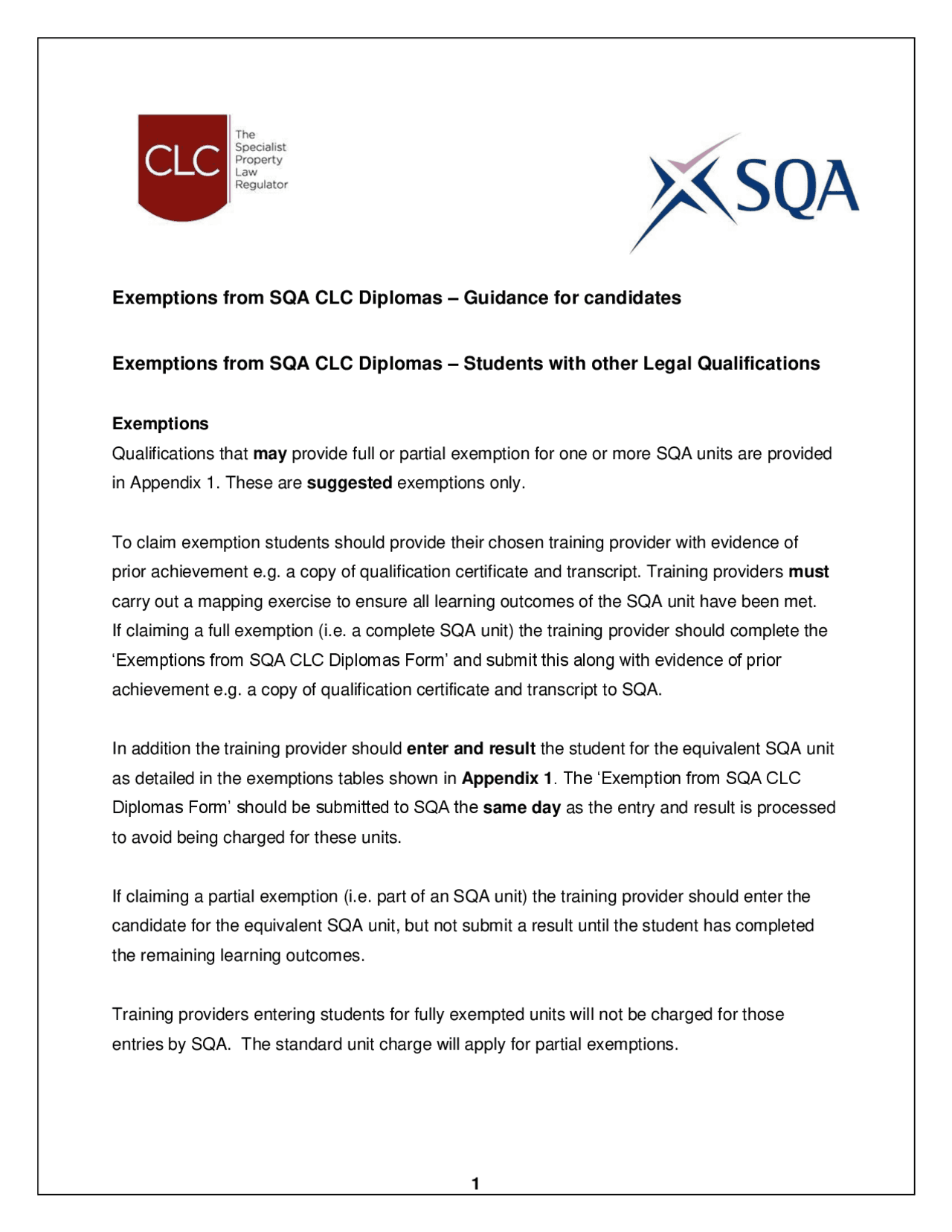 Exemptions from SQA CLC Diplomas – Guidance for candidates | Study ...