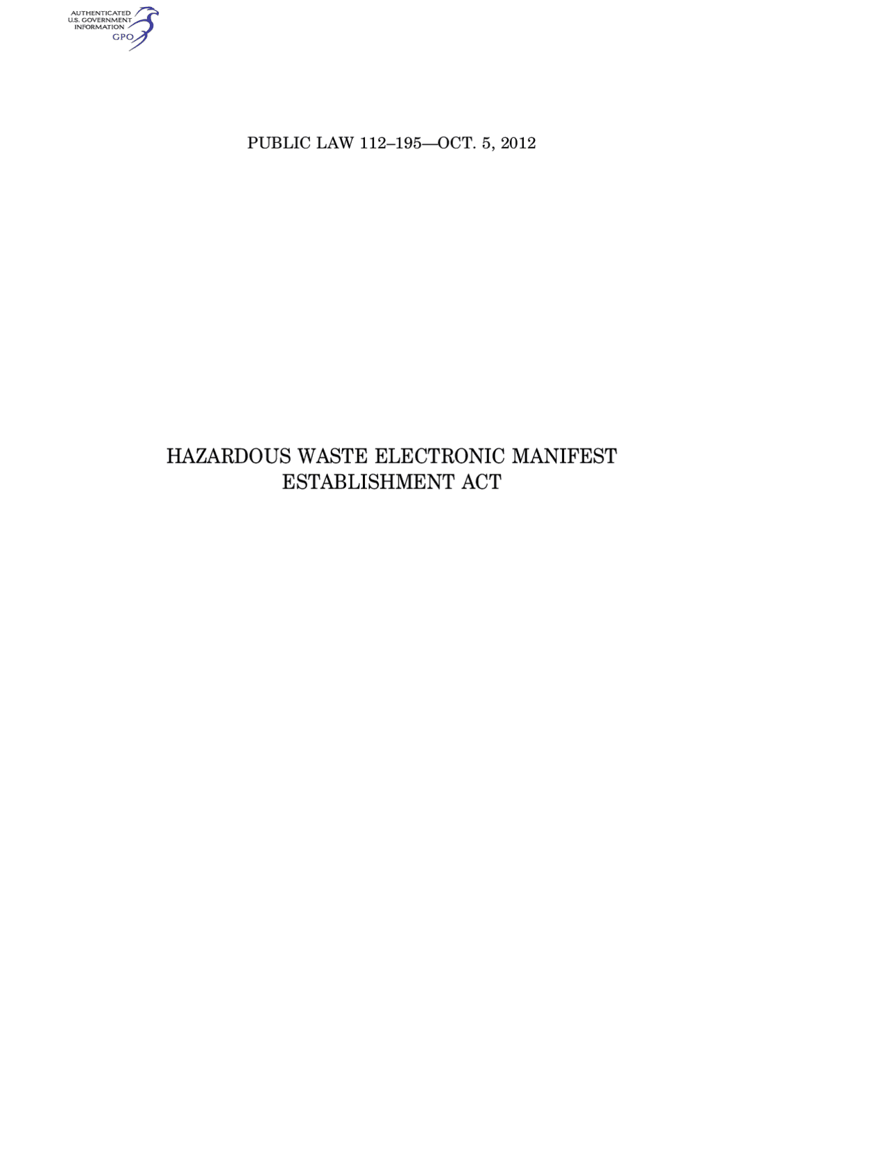 HAZARDOUS WASTE ELECTRONIC MANIFEST ... | Lecture notes Public Law ...