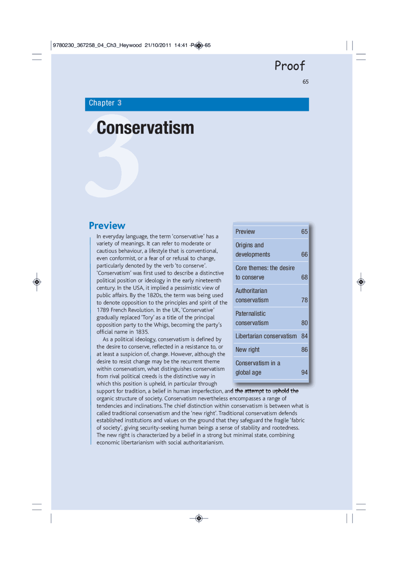 Conservatism Lecture Notes French Docsity