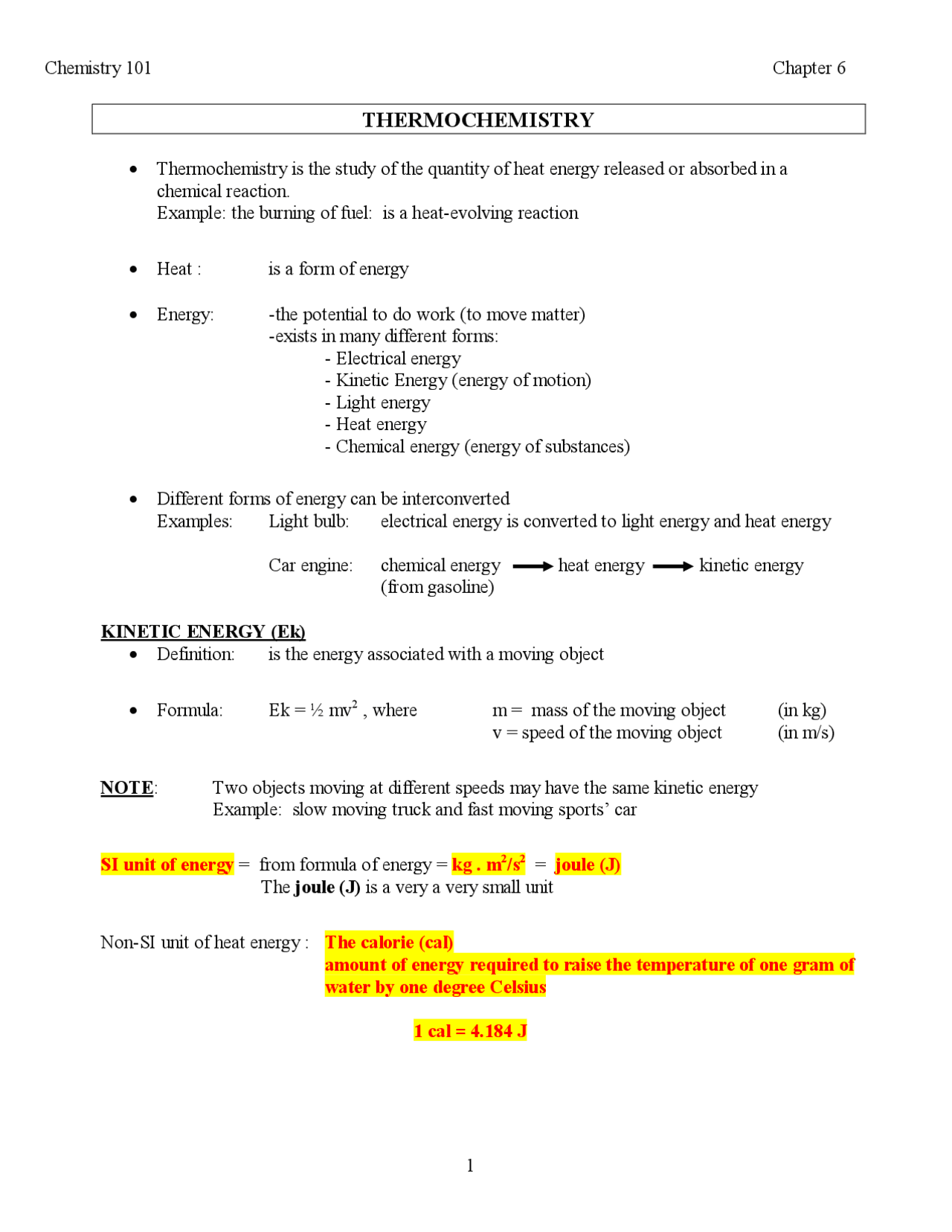 THERMOCHEMISTRY | Exams Chemistry | Docsity