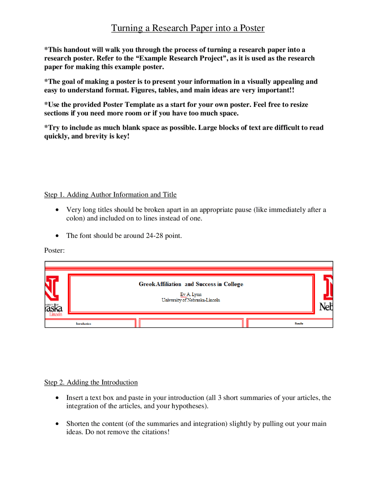 Turning a Research Paper into a Poster | Study notes Technical Writing ...