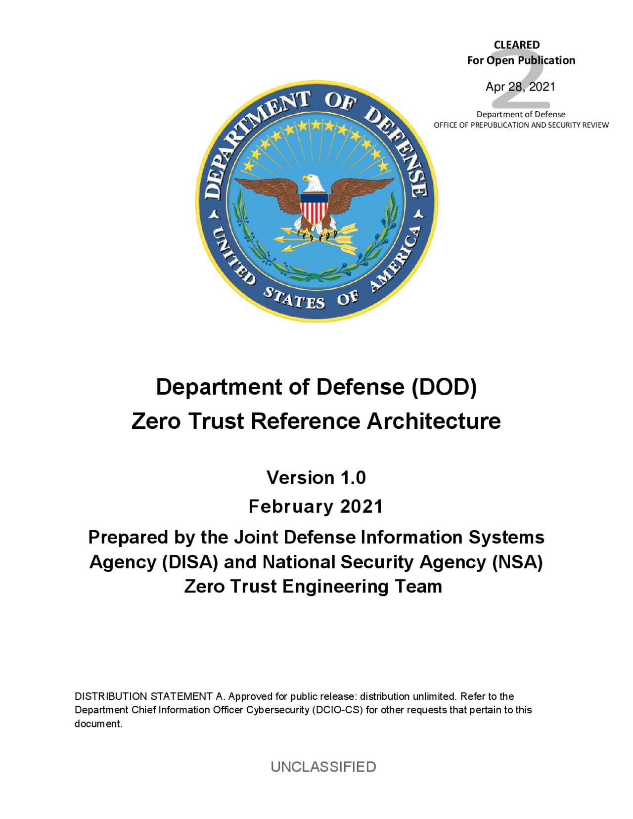 (U)ZT_RA_v1.1(U)_Mar21.pdf - DoD CIO | Lecture notes Philosophy | Docsity