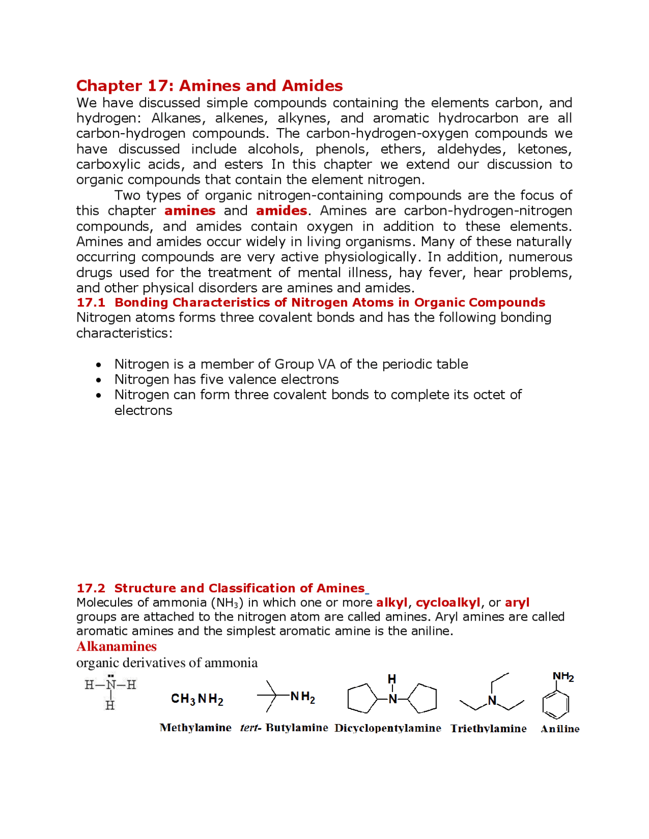 Chapter 17: Amines and Amides | Lecture notes Industrial Chemistry ...