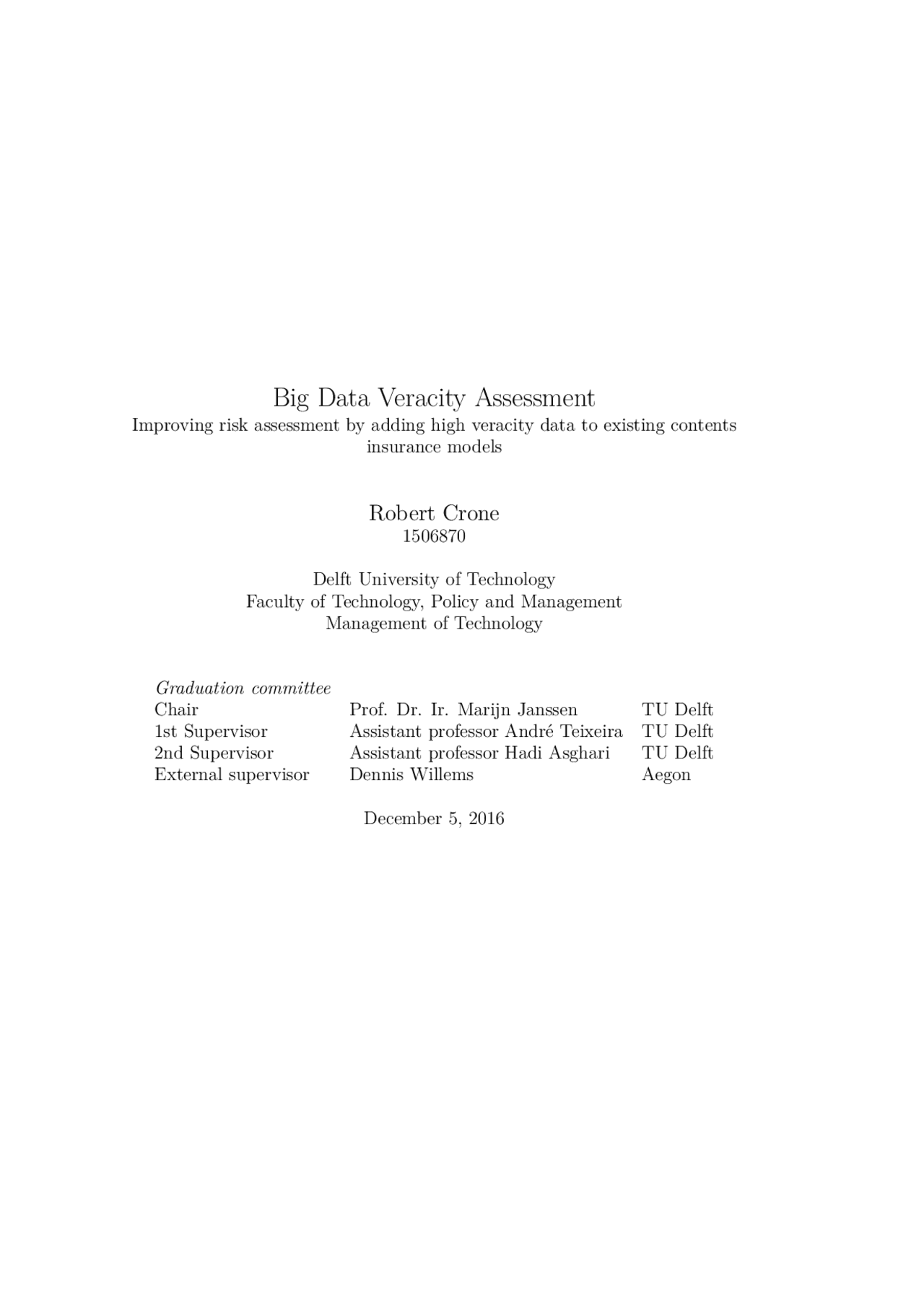 Big Data Veracity Assessment | Slides Literature | Docsity
