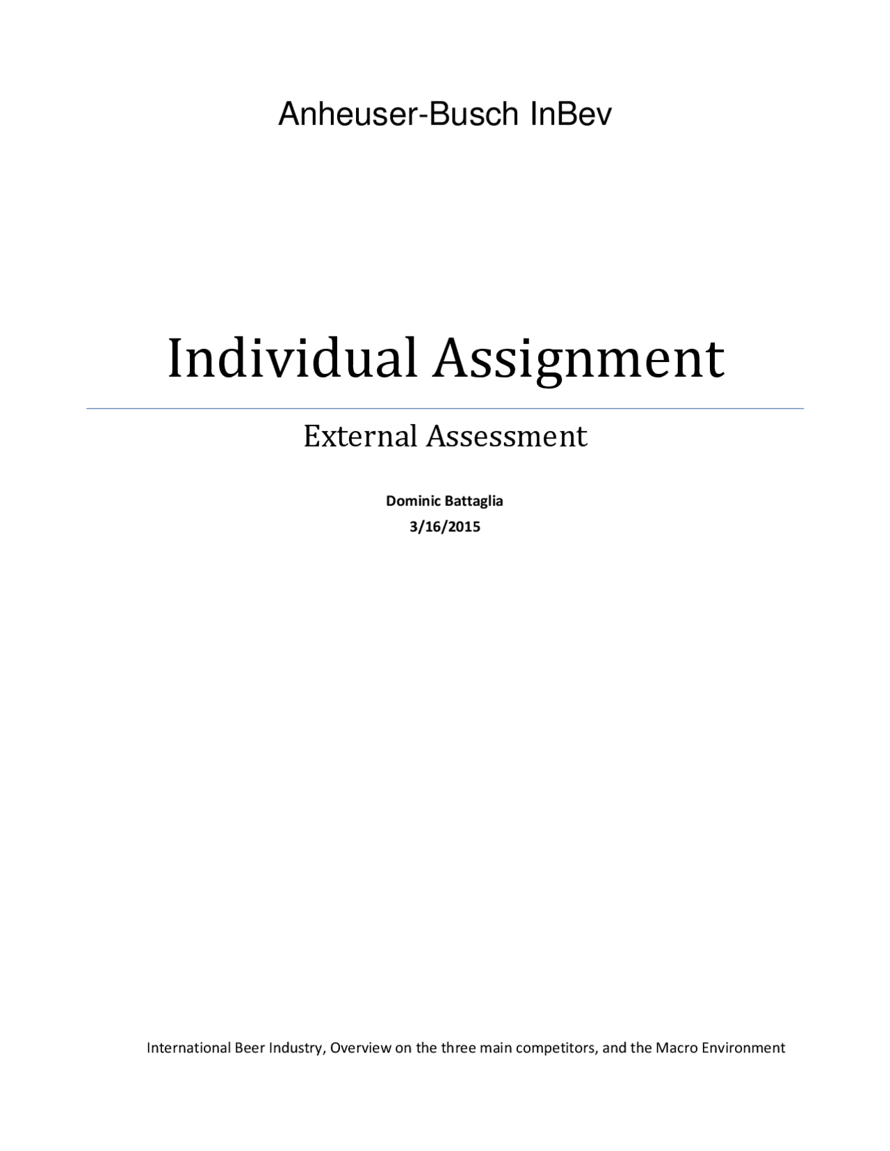 Individual Assignment Summaries Business Docsity