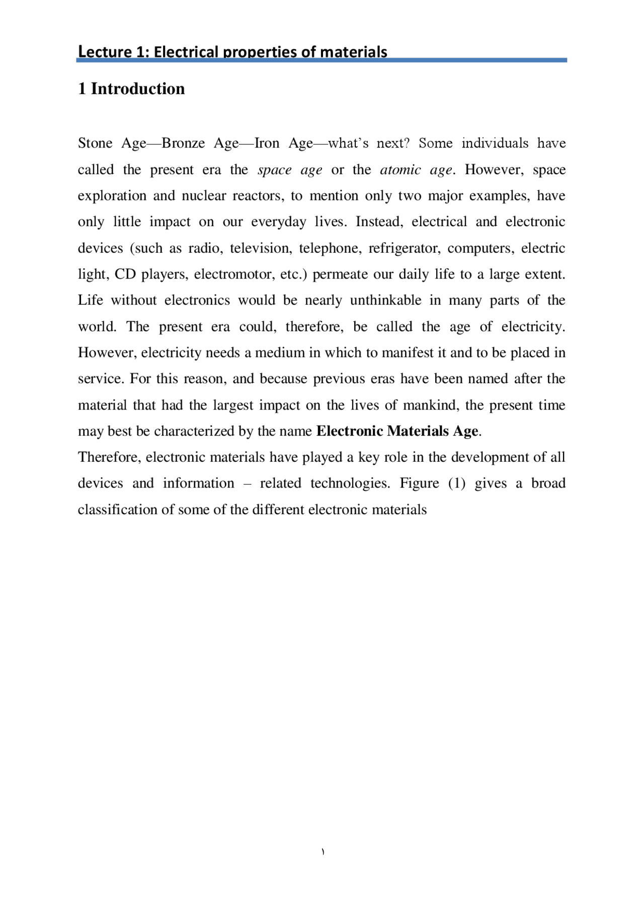 Lecture 1 Electrical Properties Of Materials Lecture Notes Law Docsity