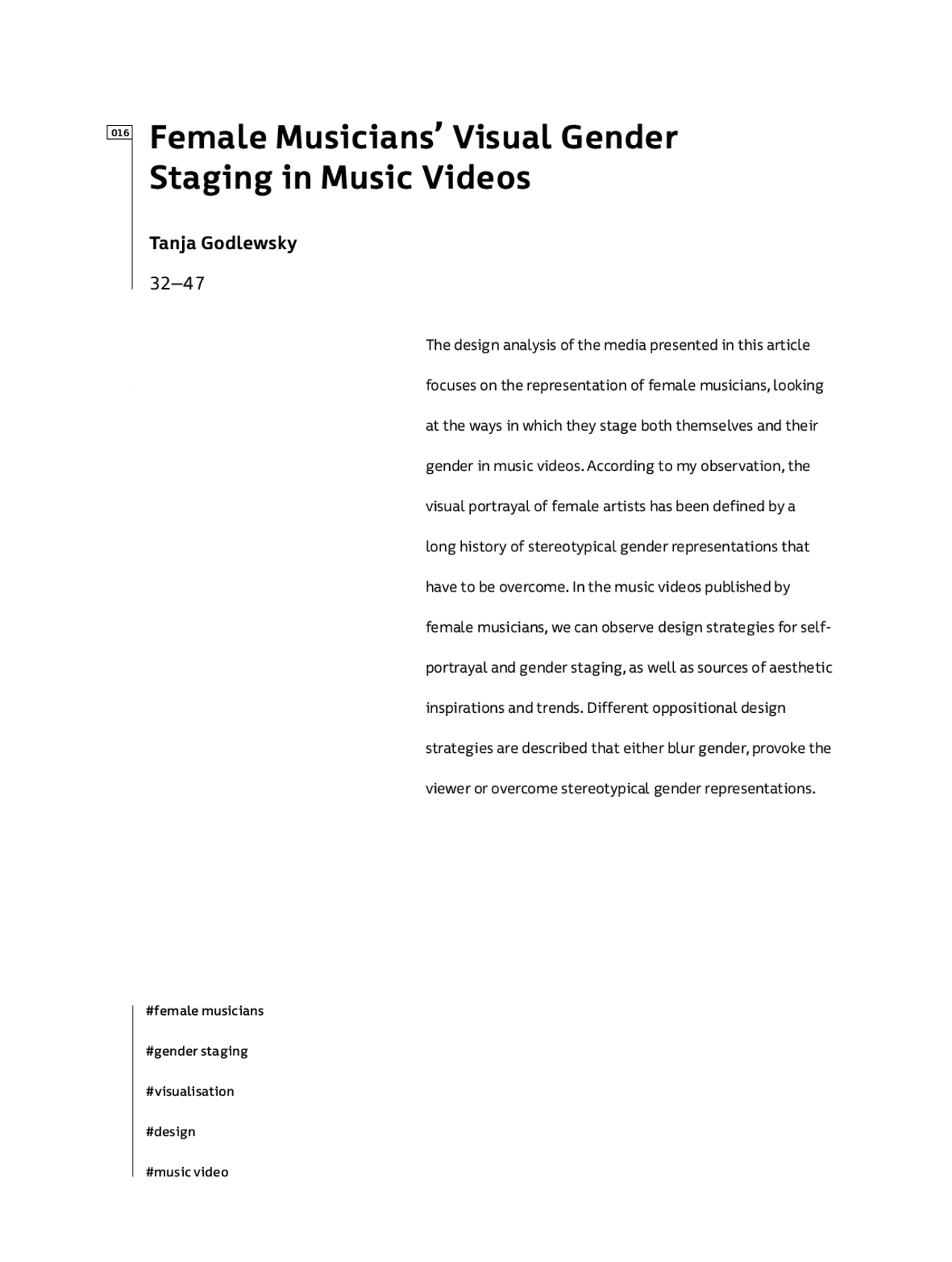 Female Musicians' Visual Gender Staging in Music Videos | Study notes ...