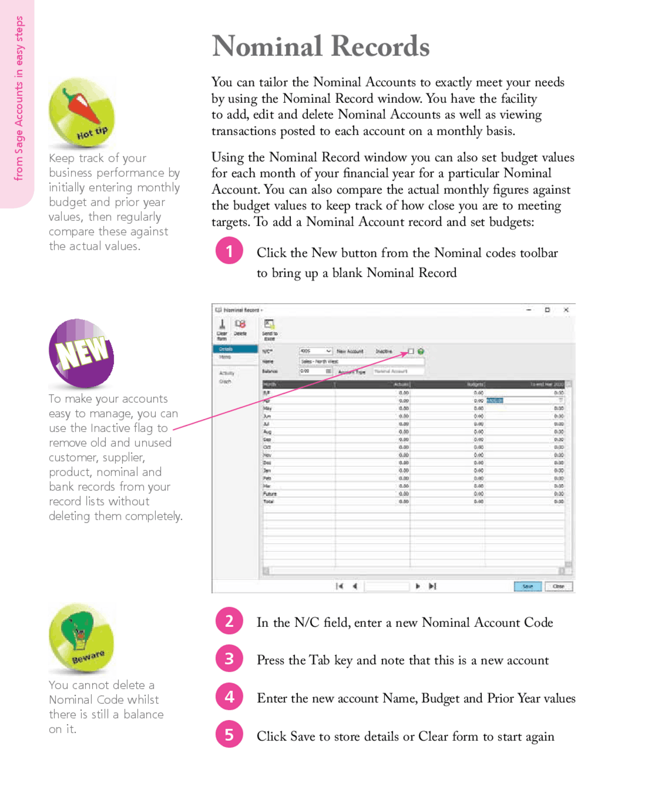 Sage Accounts: Managing Nominal Accounts with Budgets, Transactions ...
