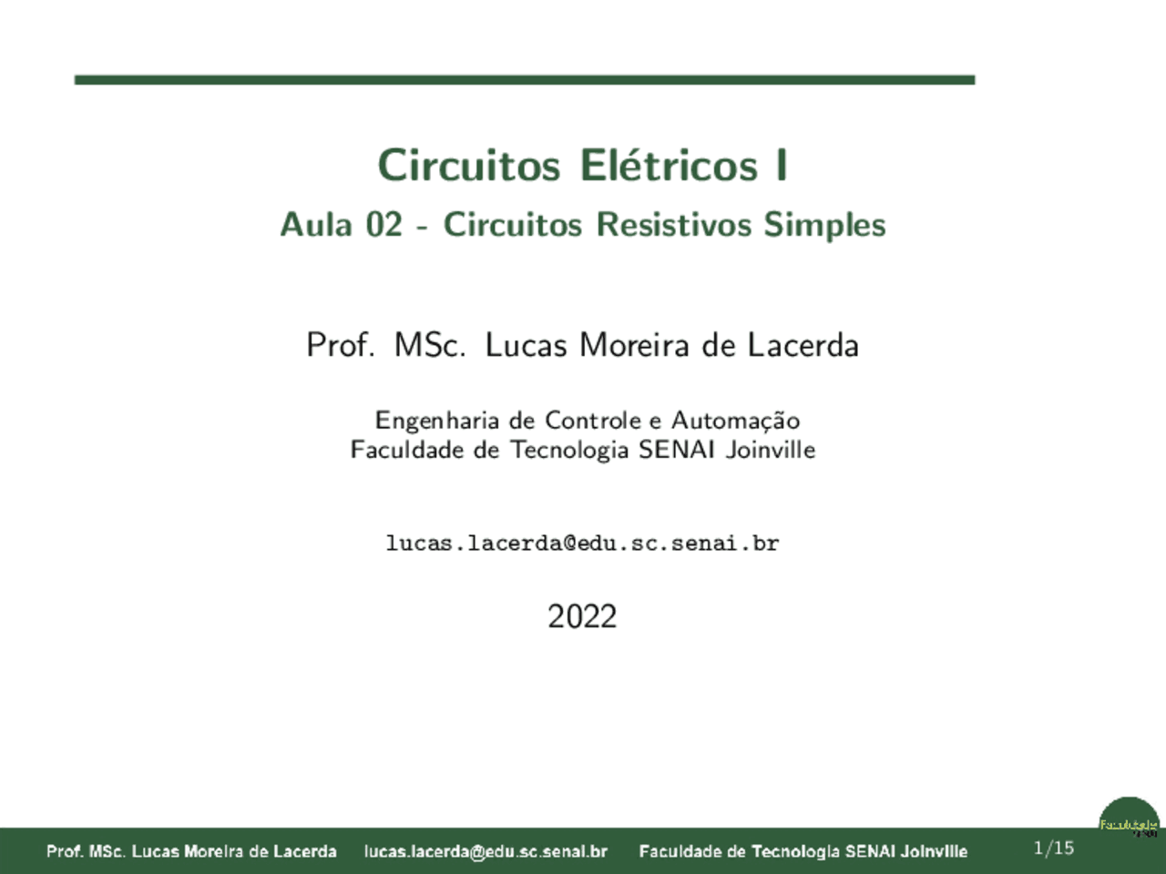 Aulas E Lista De Exercícios De Circuitos Elétricos Notas De Aula
