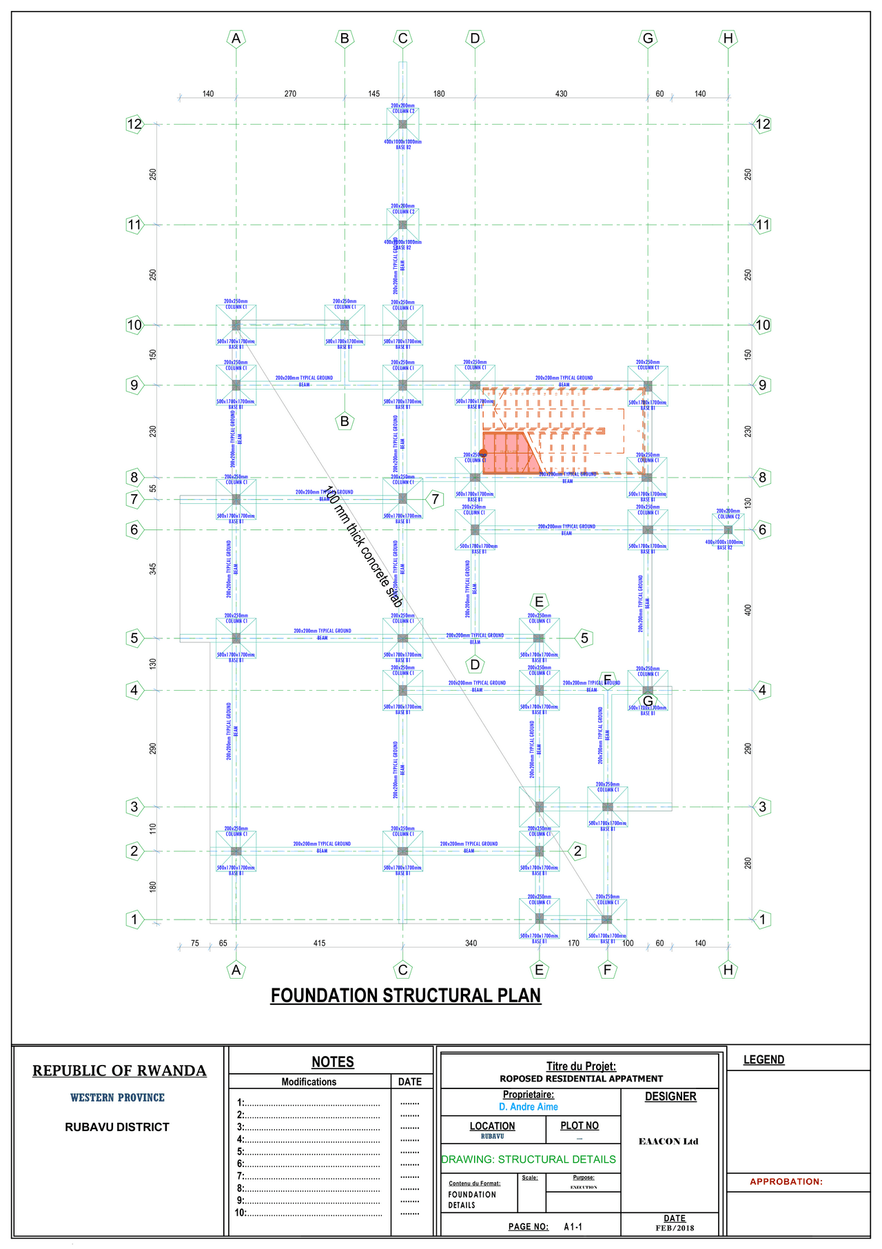 FOUNDATION STRUCTURAL PLAN | Study notes Design | Docsity