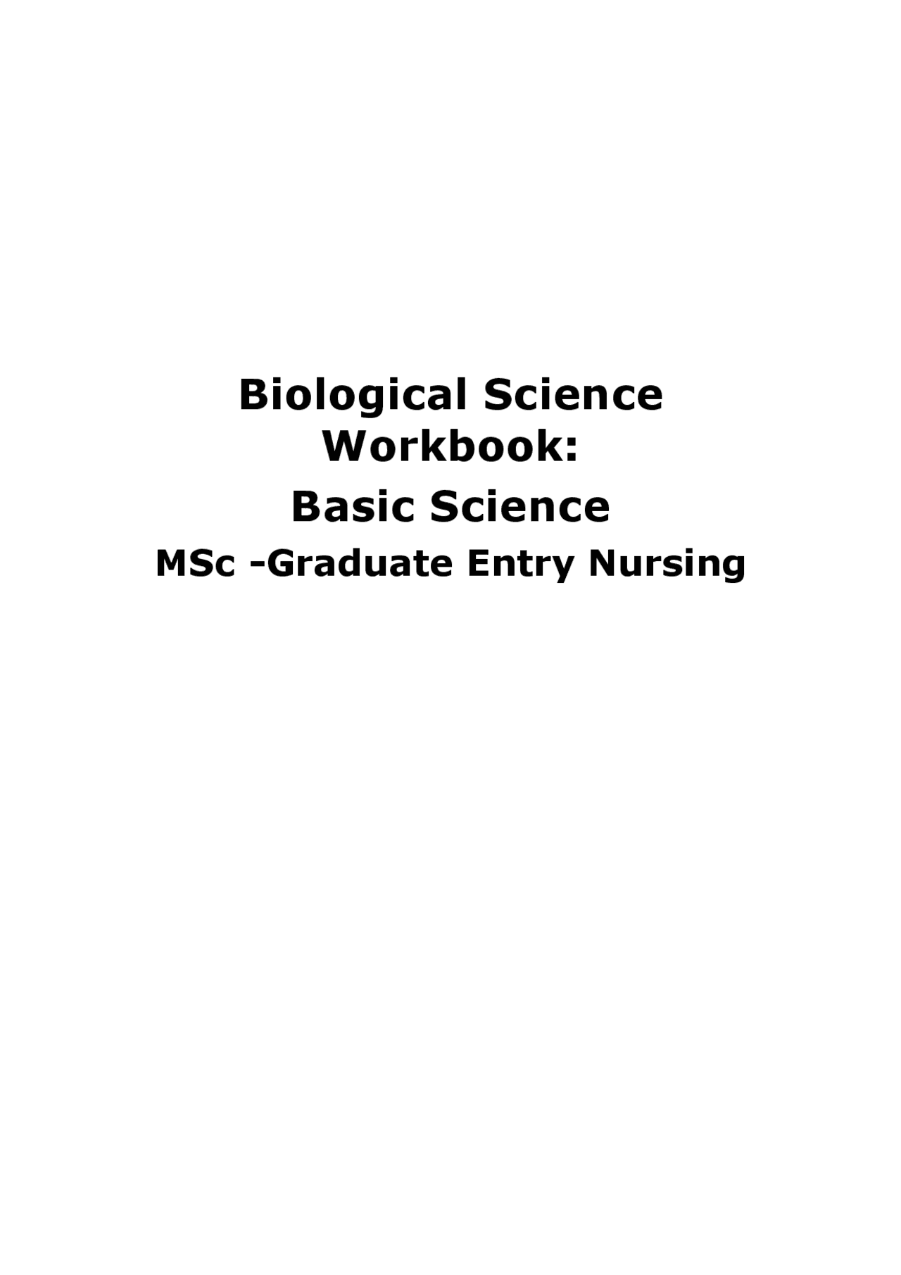 Biological Science Workbook Basic Science Lecture Notes Biology