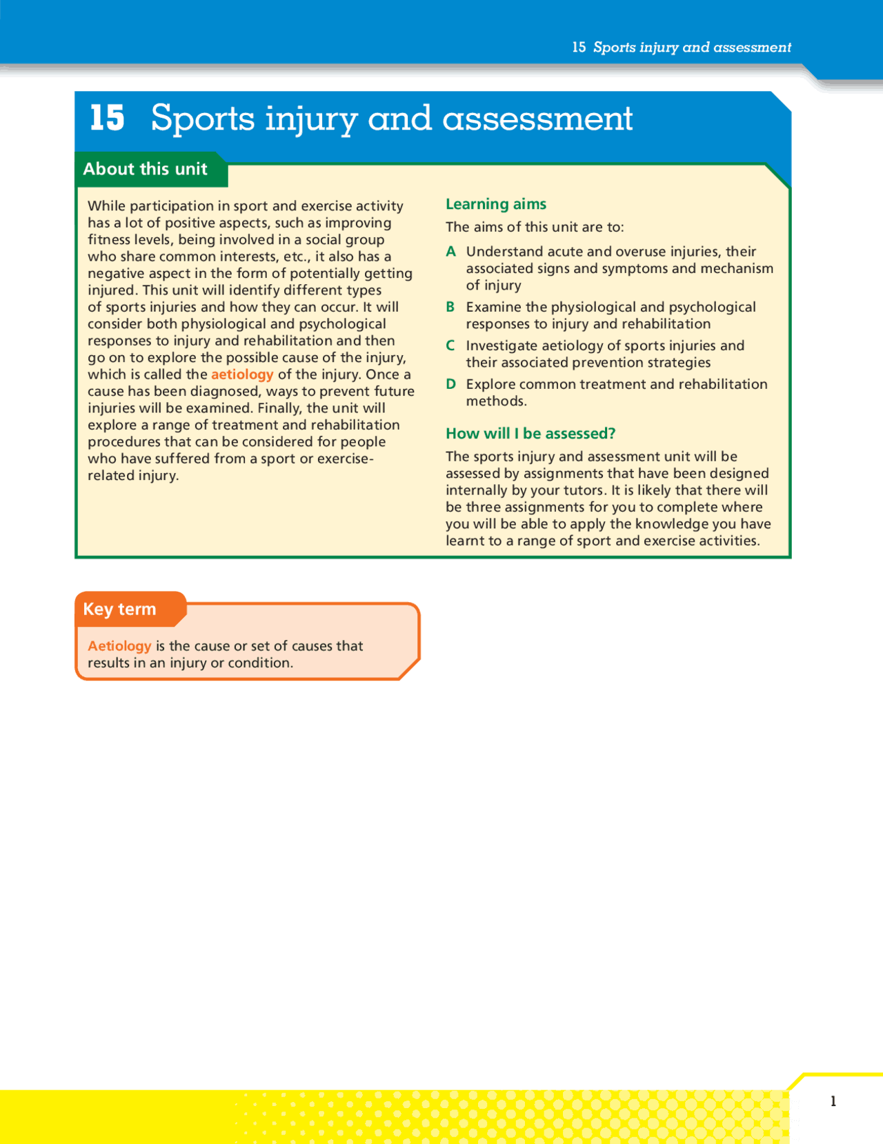15 Sports injury and assessment | Lecture notes Design | Docsity