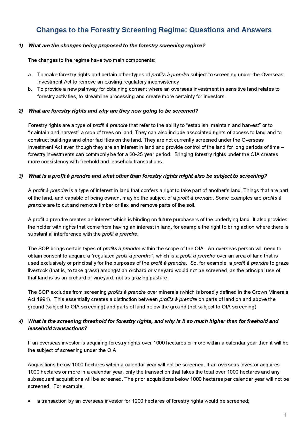 Changes to the Forestry Screening Regime | Lecture notes Forestry | Docsity