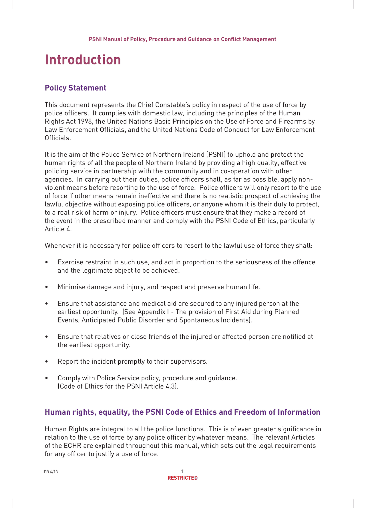 Introduction | Police Service of Northern Ireland | Study notes ...