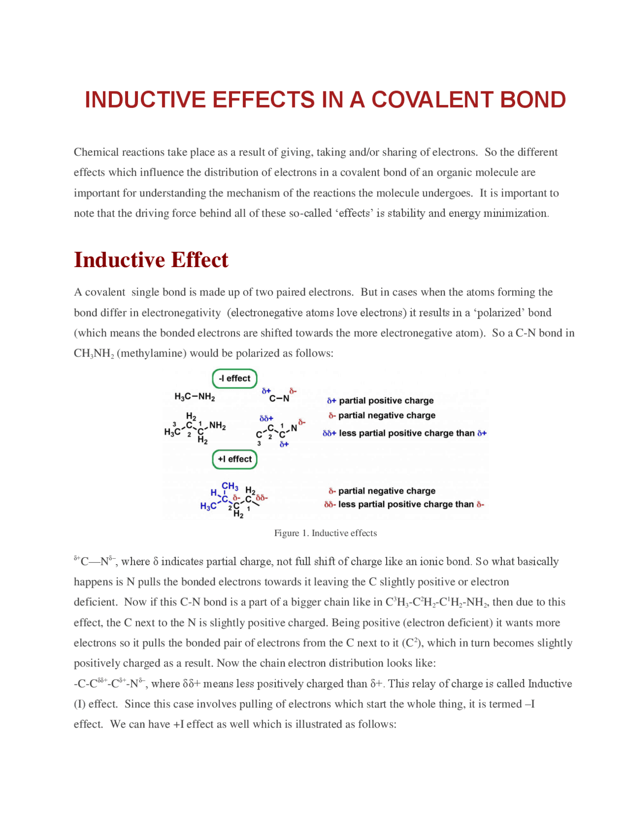 Inductive effects in a covalent bond | Slides Chemistry | Docsity