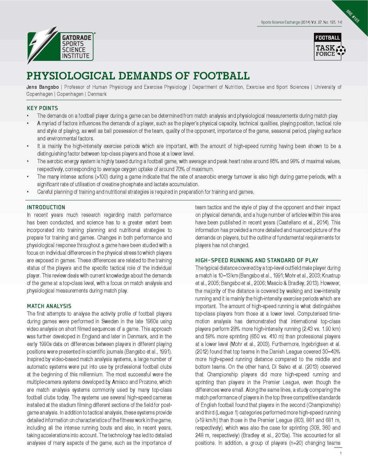 PHYSIOLOGICAL DEMANDS OF FOOTBALL | Exams English | Docsity