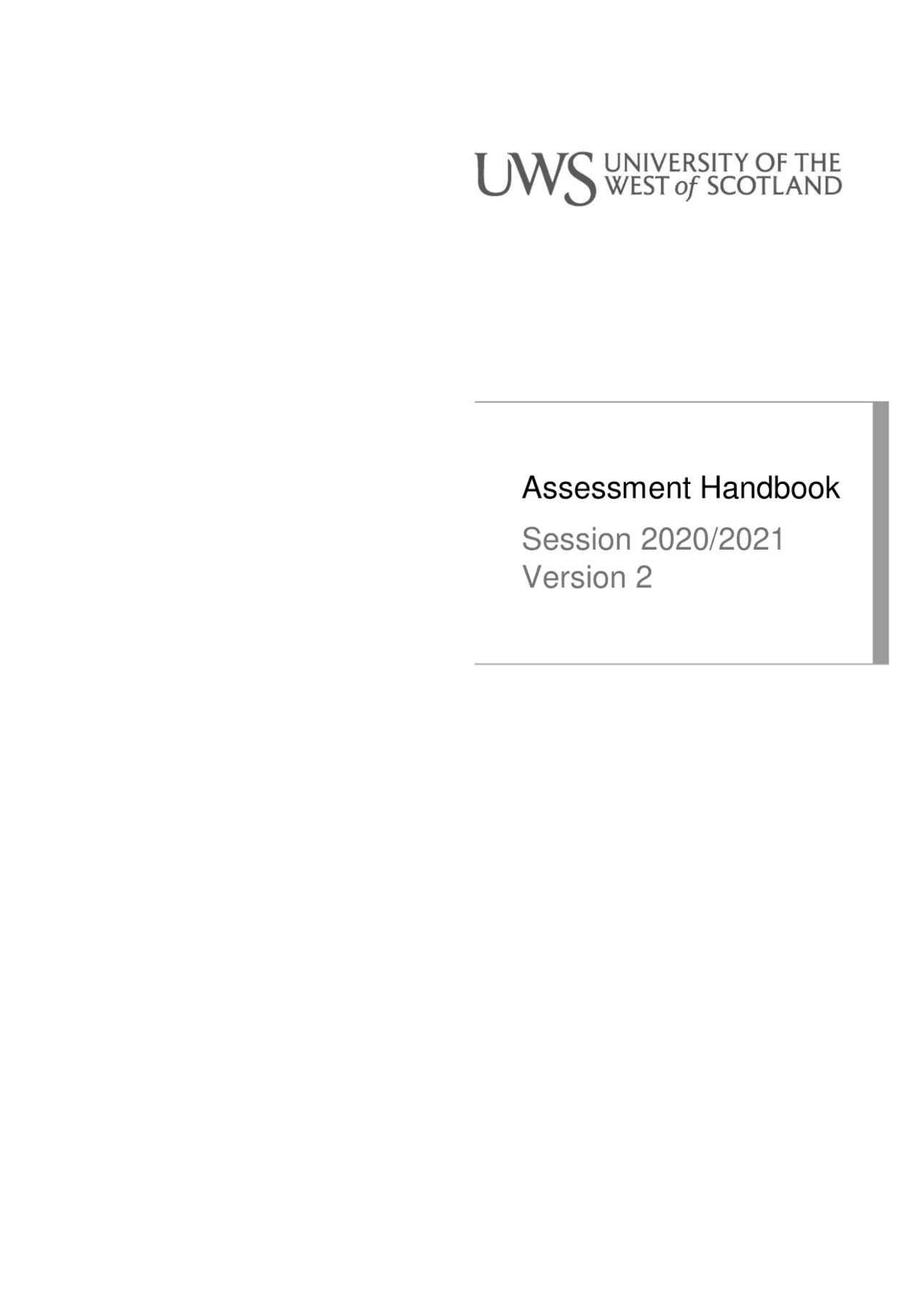 UWS Assessment Handbook (v2) 2020-21 | Exercises Design | Docsity