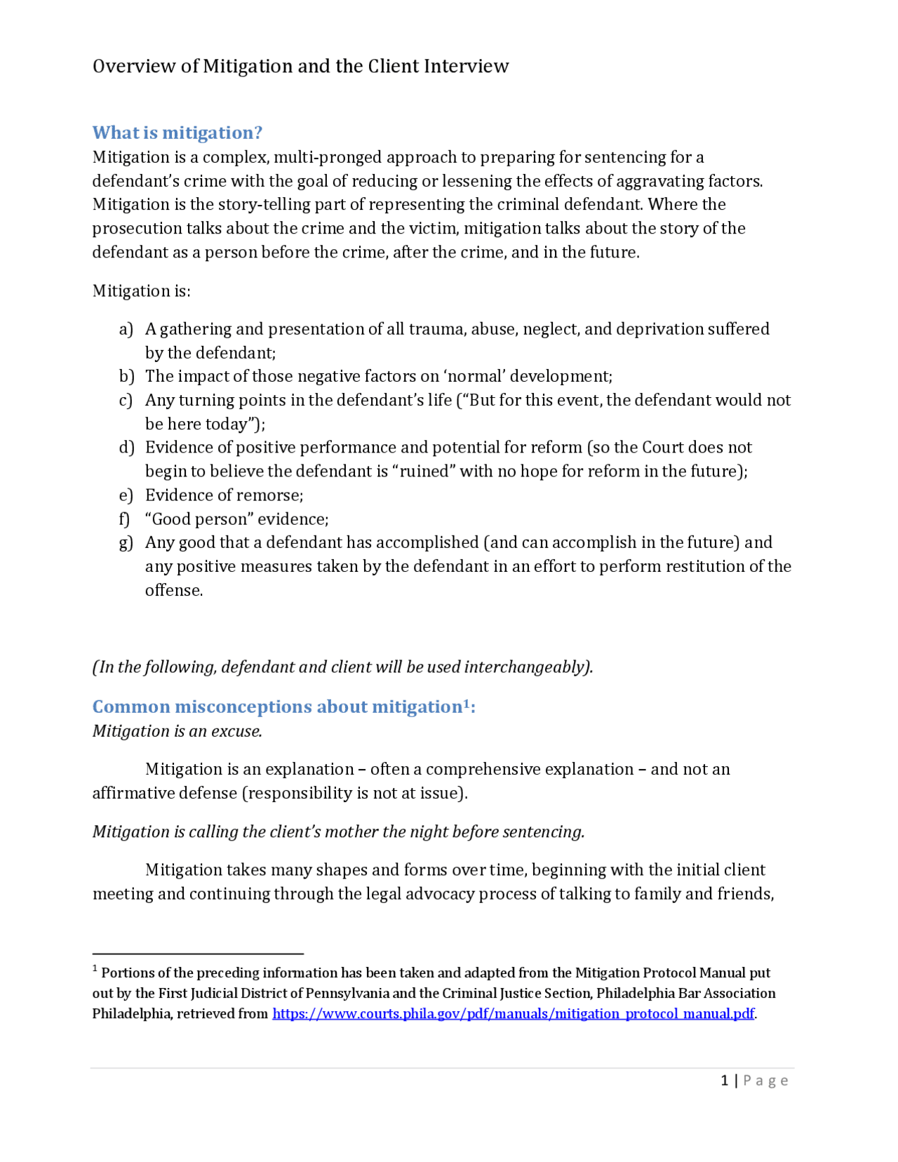 Overview Of Mitigation And The Client Interview Slides History Docsity