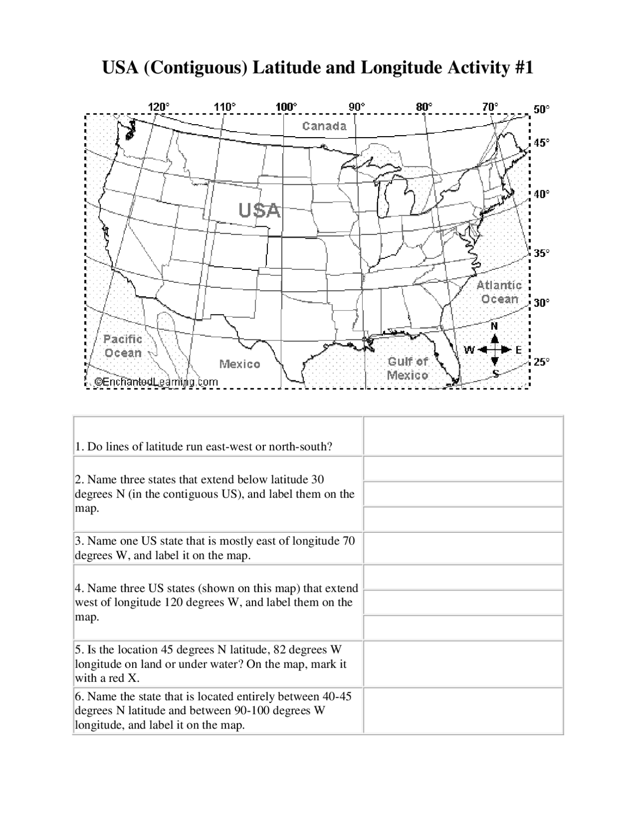Latitude And Longitude Practice