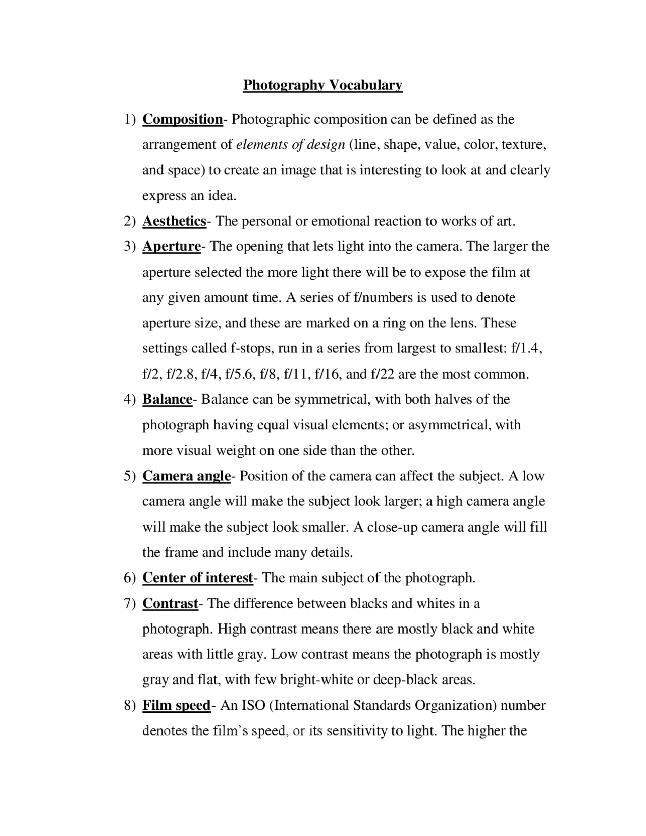 Photography Vocabulary: Terms and Concepts in Photography | Slides ...