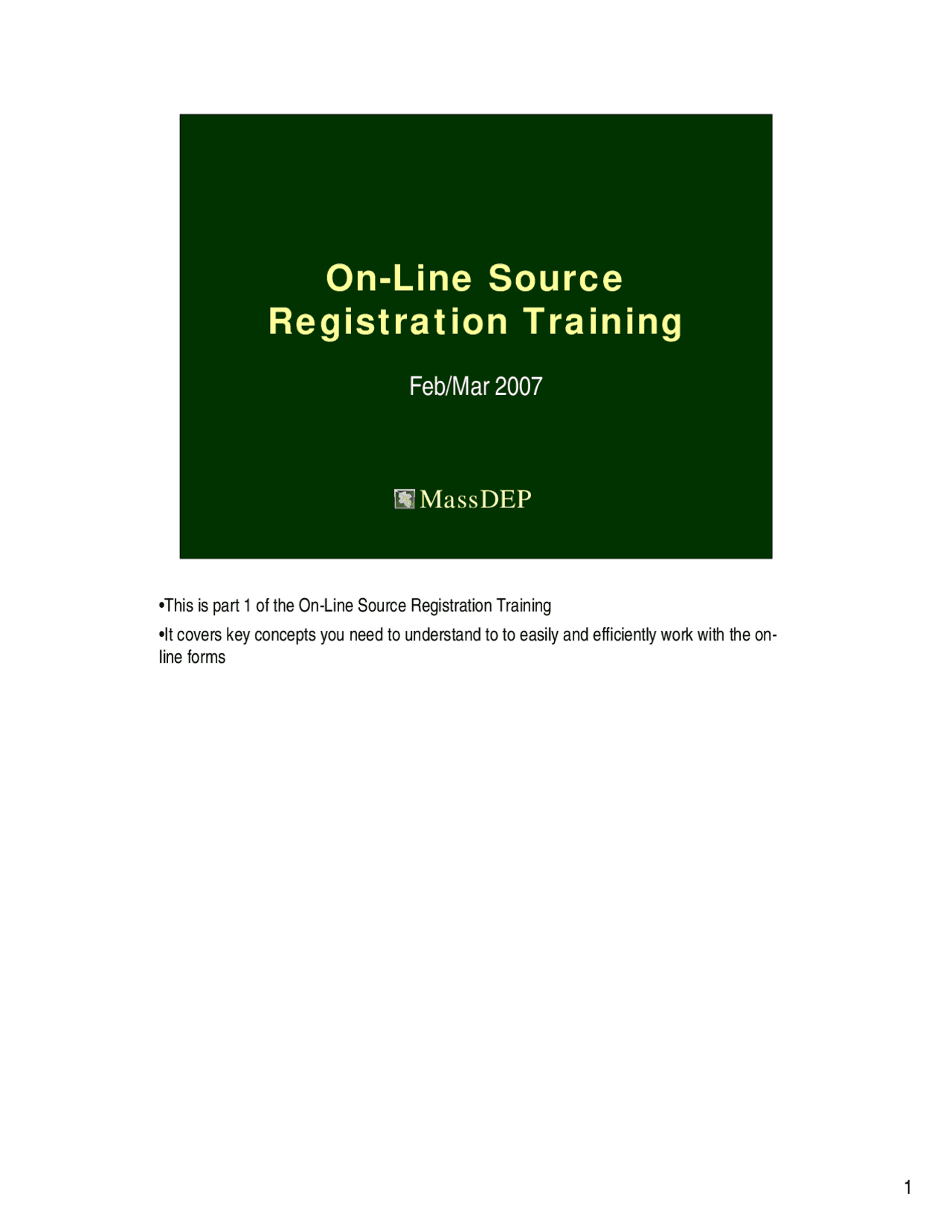 On Line Source Registration Training Slides Technology Docsity