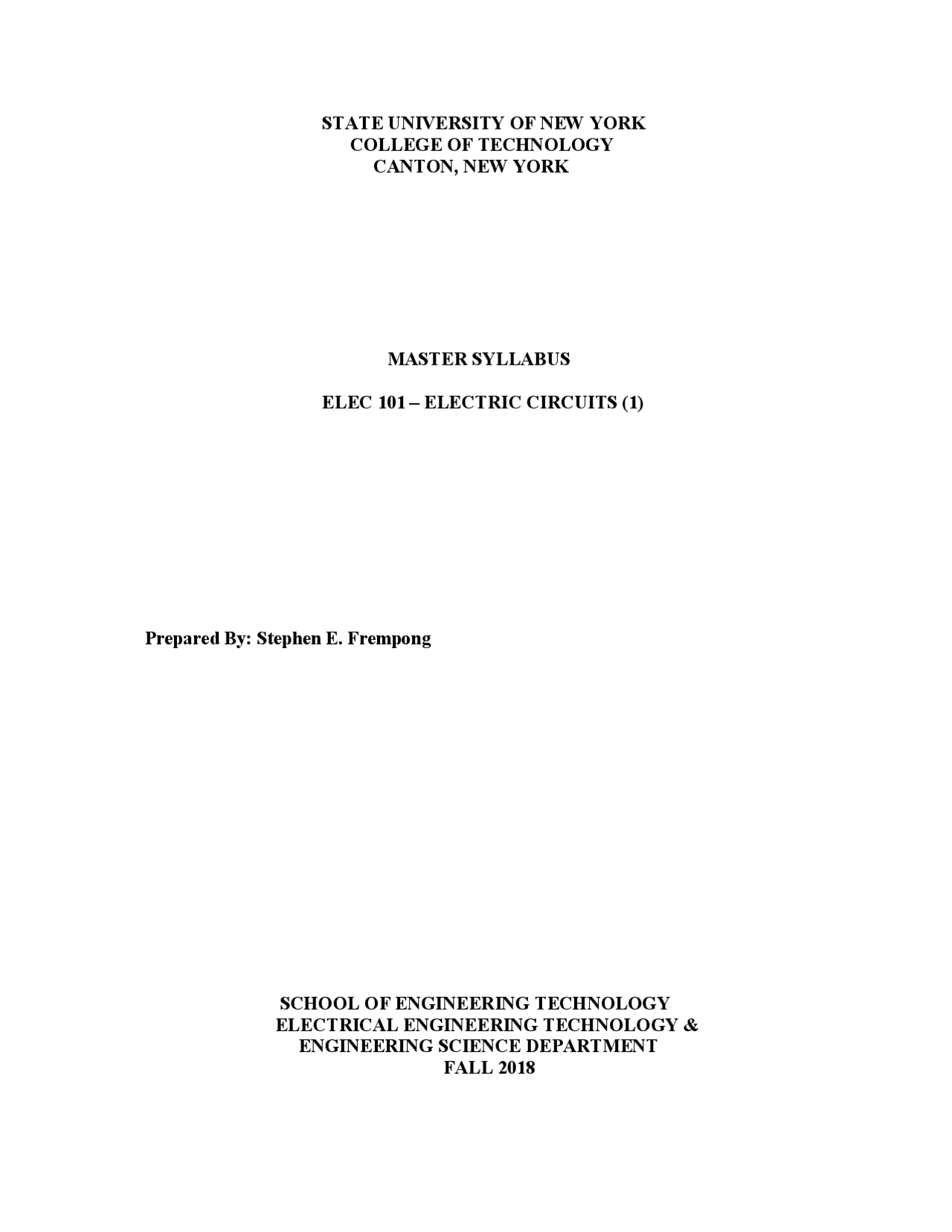 ELEC 101 Electric Circuits (1) | Study Guides, Projects, Research ...