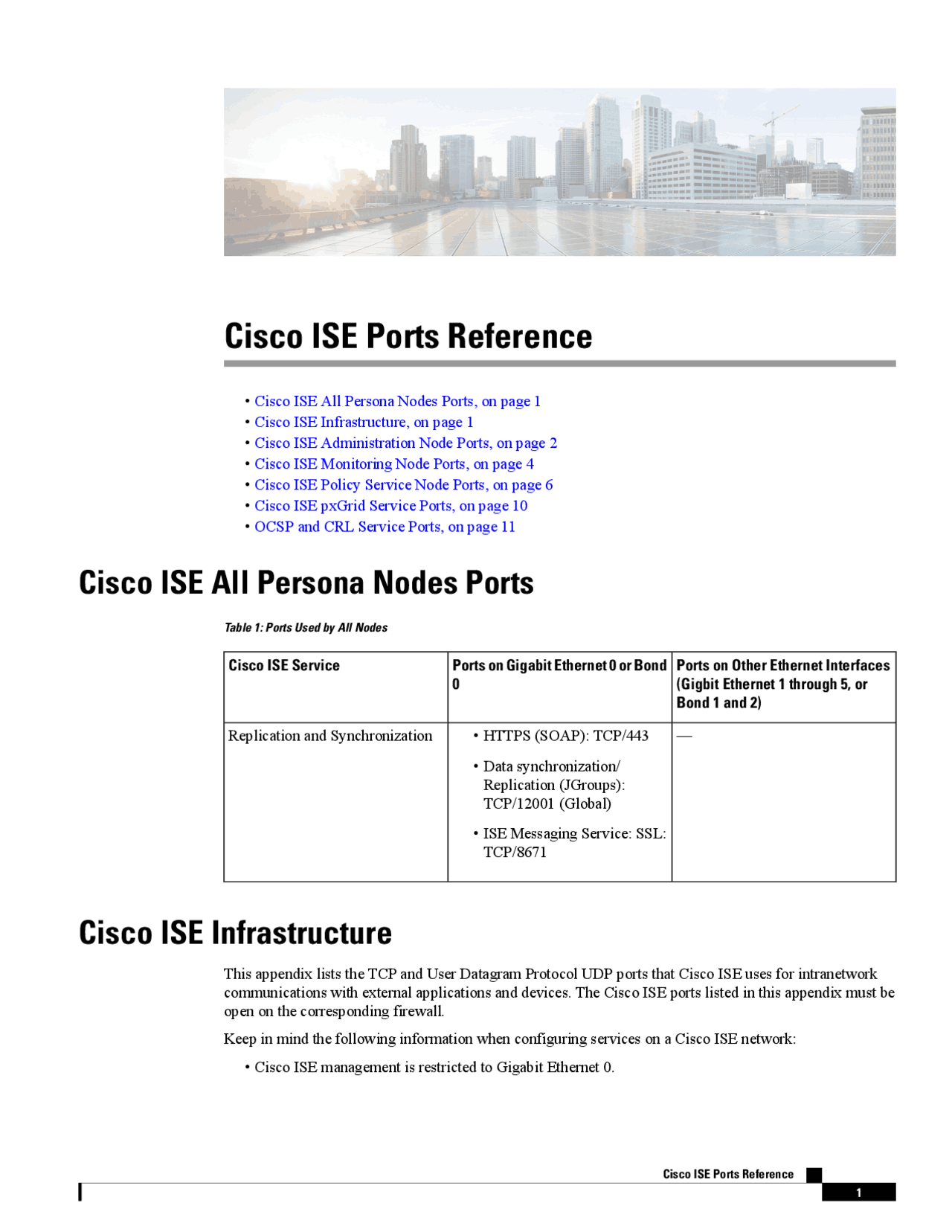 Cisco ISE Ports Reference | Study notes Communication | Docsity