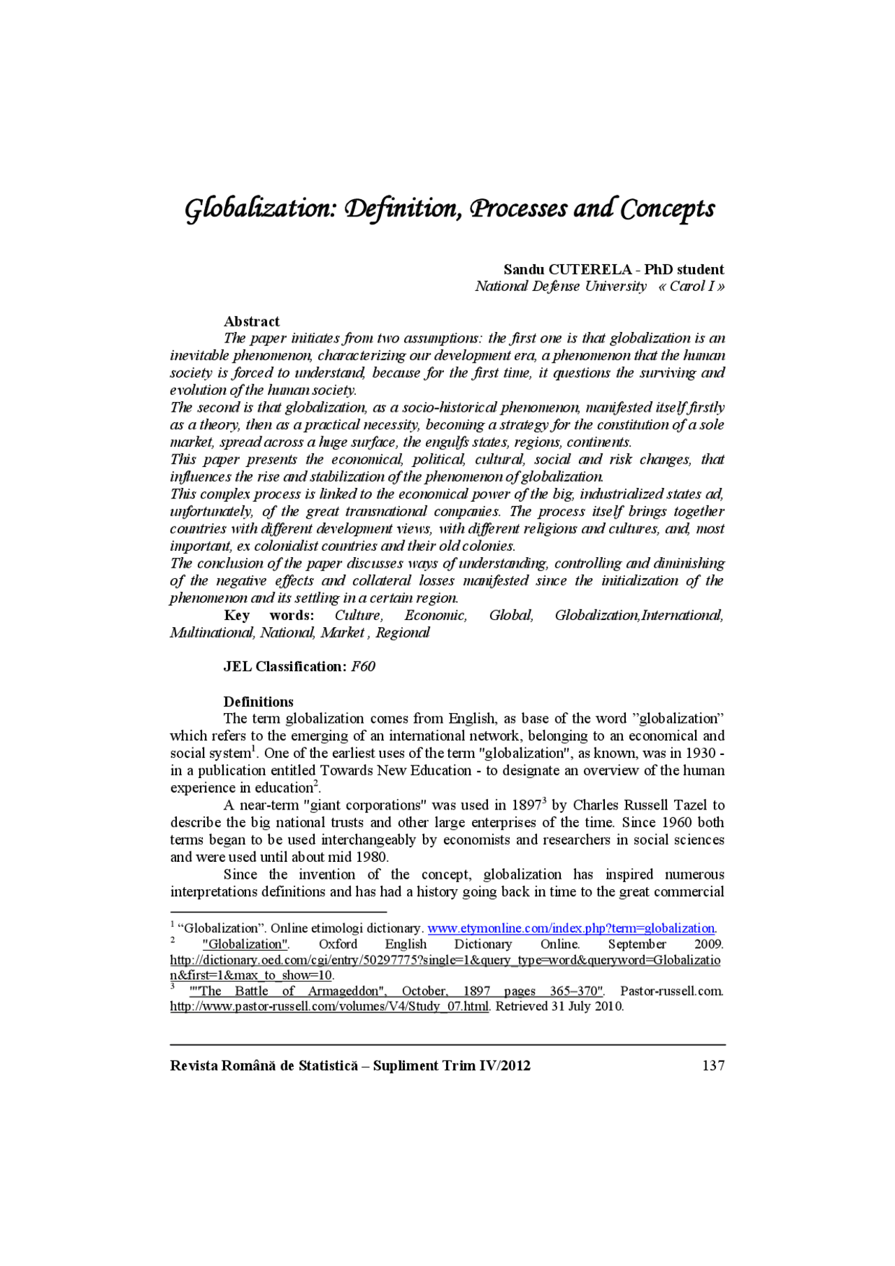 Globalization: Definition, Processes and Concepts | Lecture notes ...