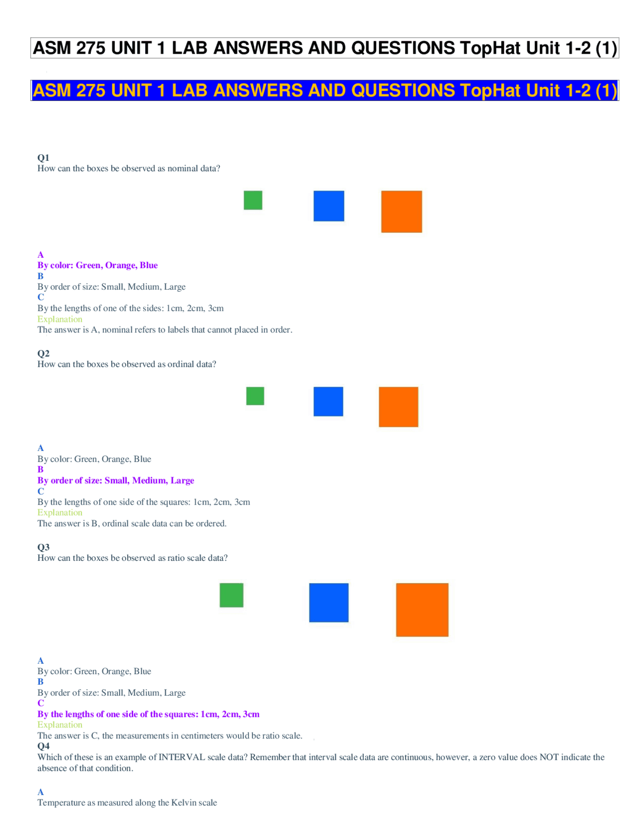 ASM 275 UNIT 1 LAB ANSWERS AND QUESTIONS TopHat Unit 1-2 (1) REVIEWED ...