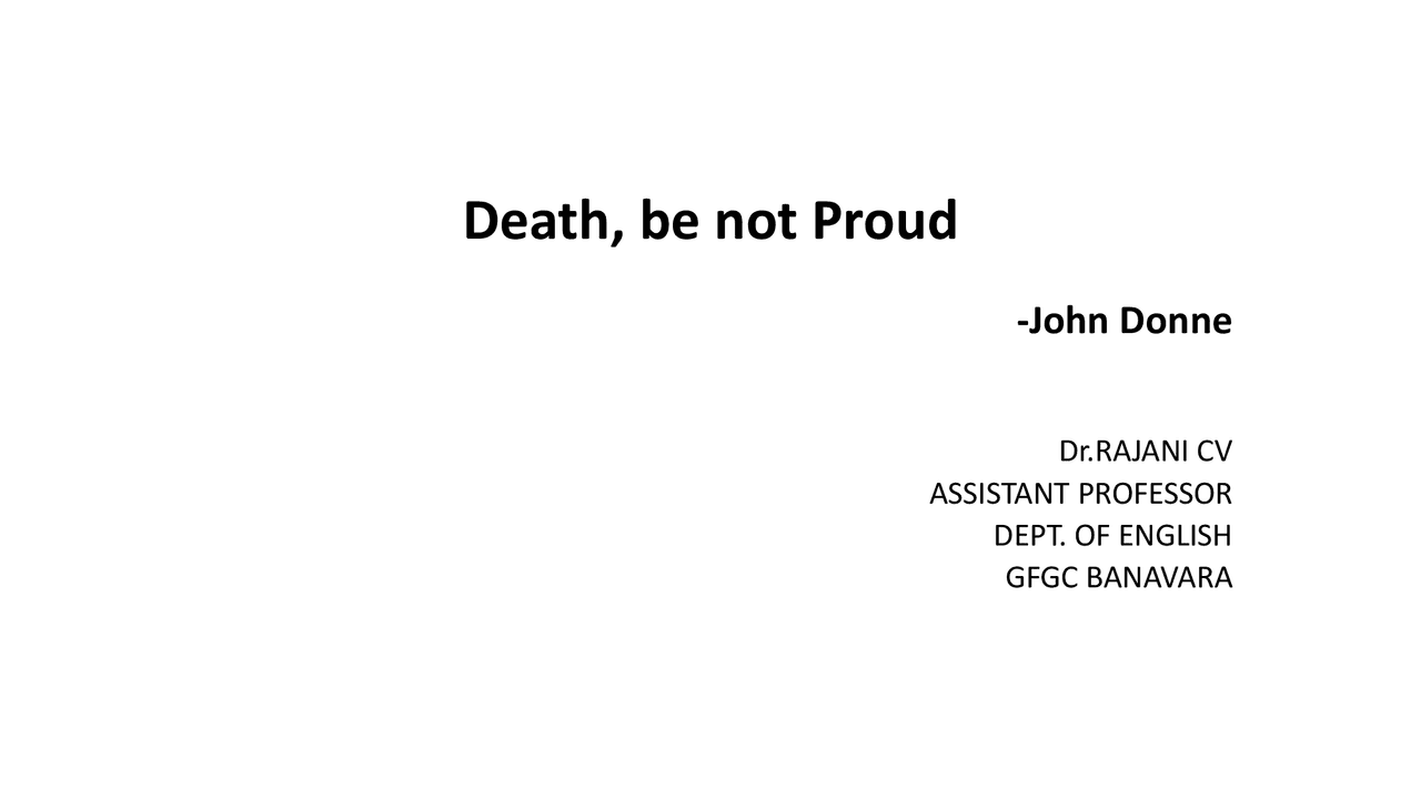 Death, be not Proud | Lecture notes English | Docsity