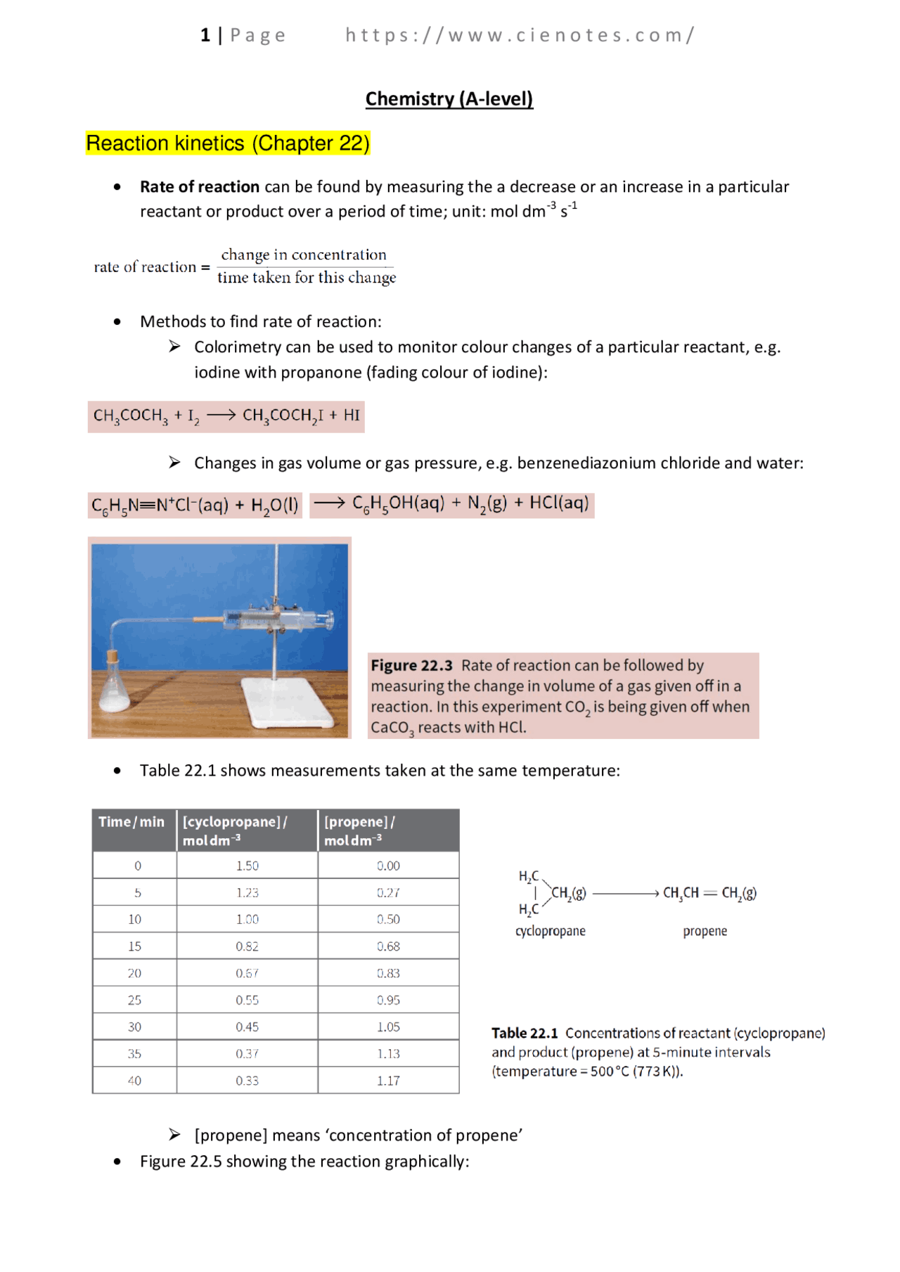 Reaction Kinetics Cie Notes Exercises Chemistry Docsity