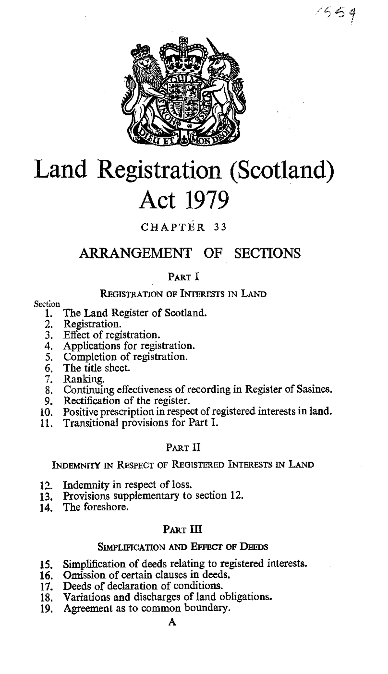 Land Registration (Scotland) Act 1979 | Schemes and Mind Maps Law | Docsity