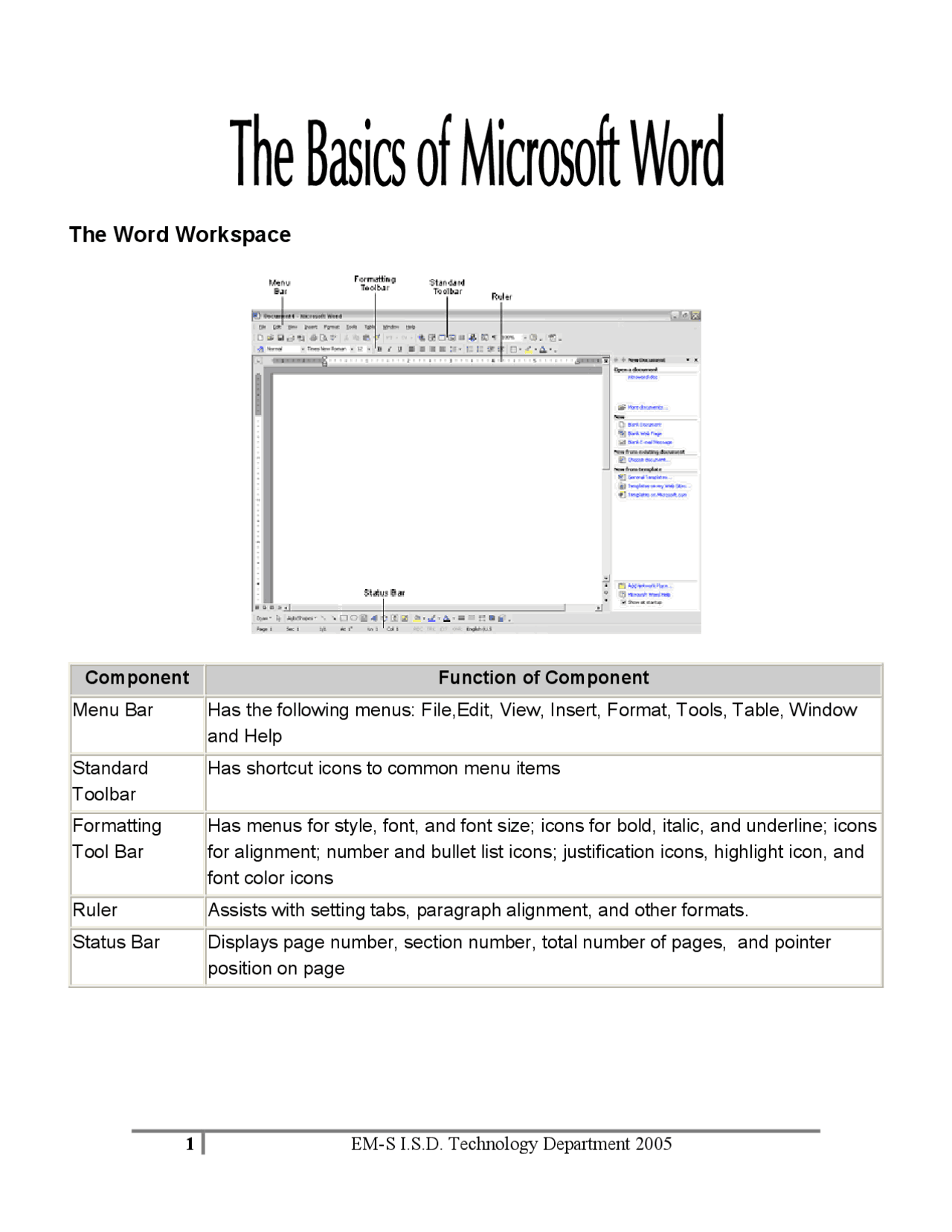 The Word Workspace | Lecture notes Technology | Docsity