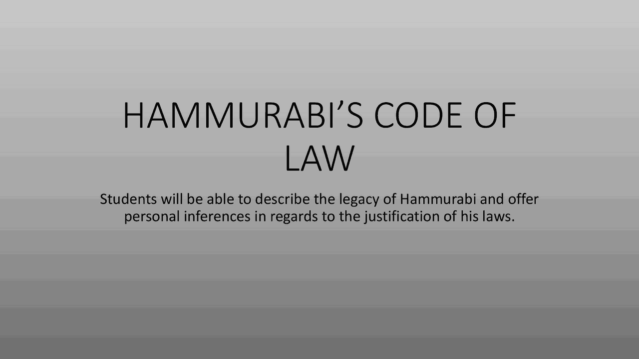 HAMMURABI'S CODE OF LAW | Schemes and Mind Maps Law | Docsity