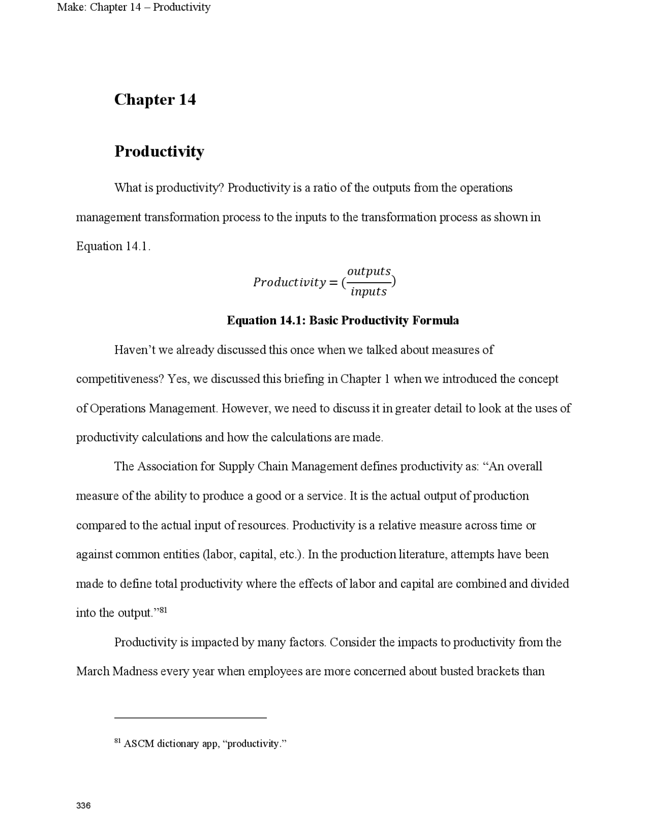 Chapter 14 Productivity | Study notes Literature | Docsity