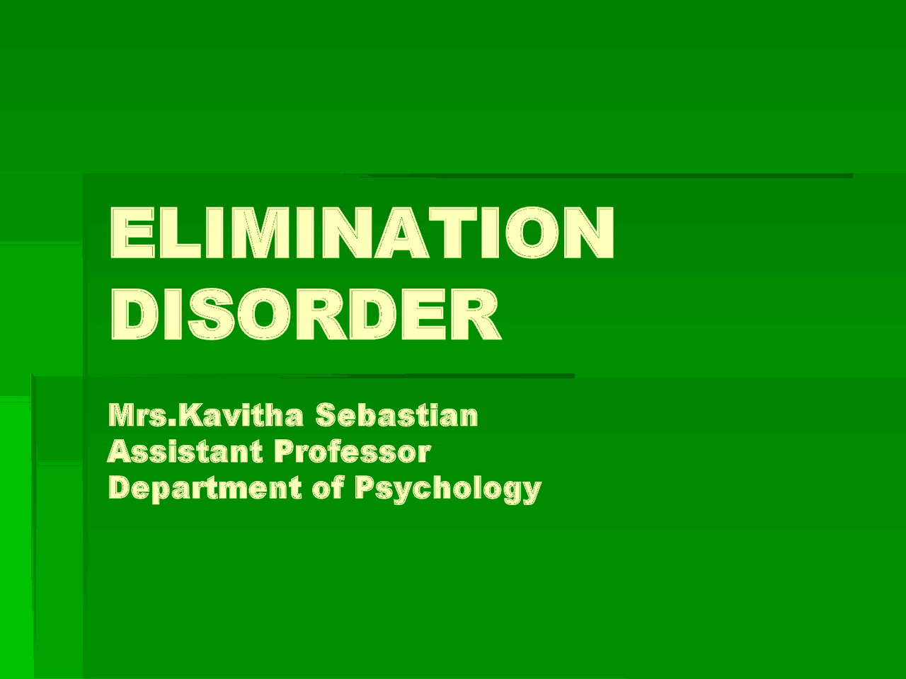 ELIMINATION DISORDER | Exams Psychology | Docsity