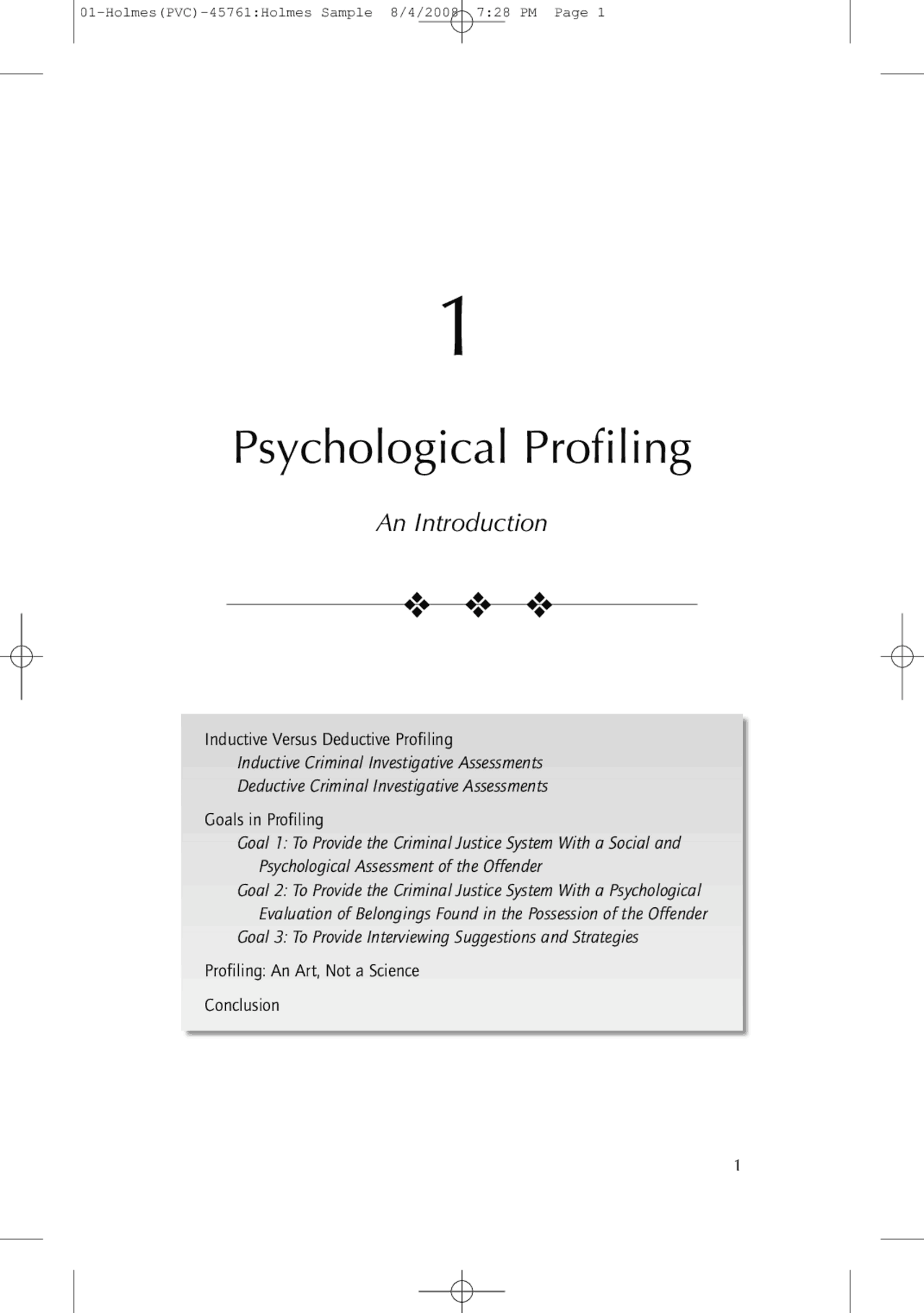 Psychological Profiling Lecture Notes Law Docsity