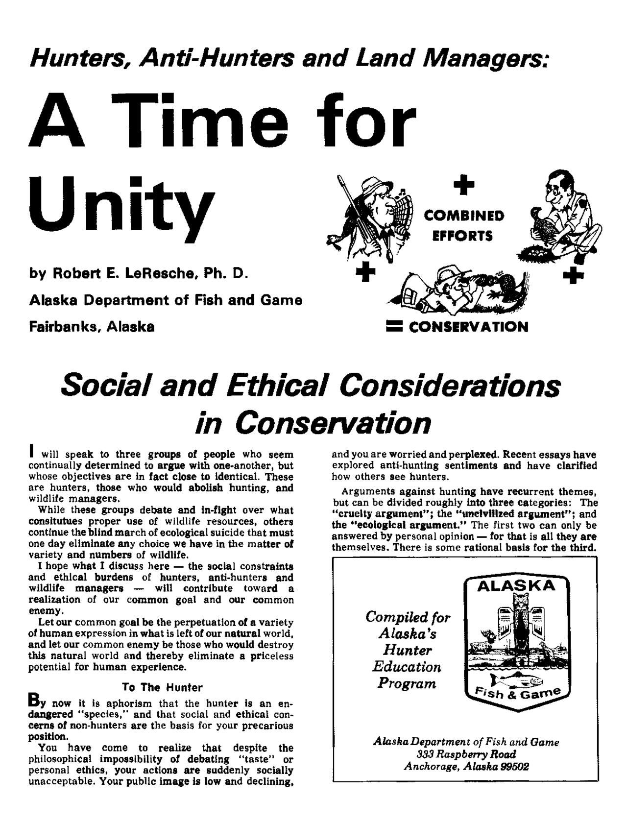Unity in Conservation: A Discourse on Hunters, Anti-Hunters, and Land ...