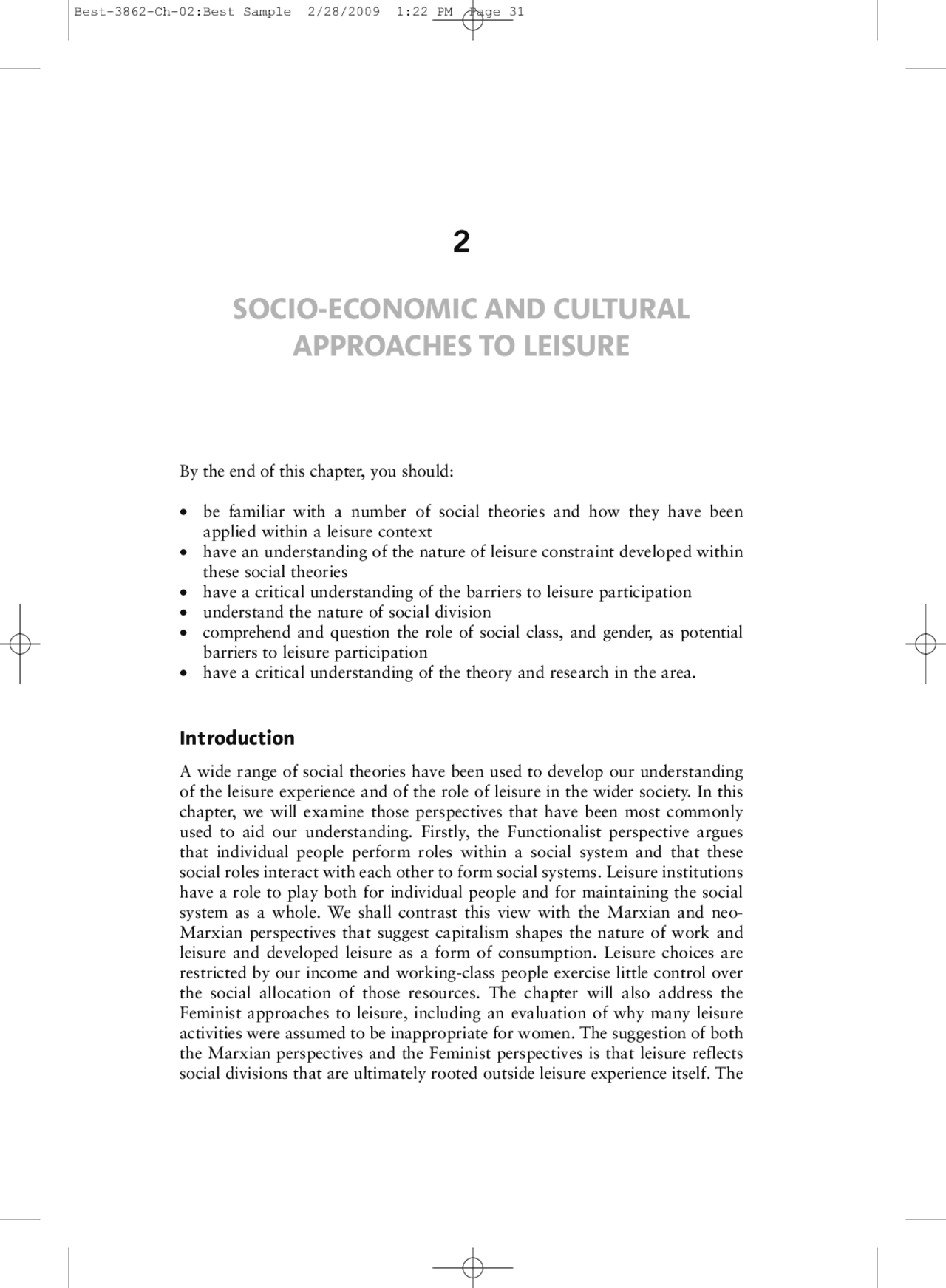 Socio-economic and cultural approaches to leisure | Study notes ...