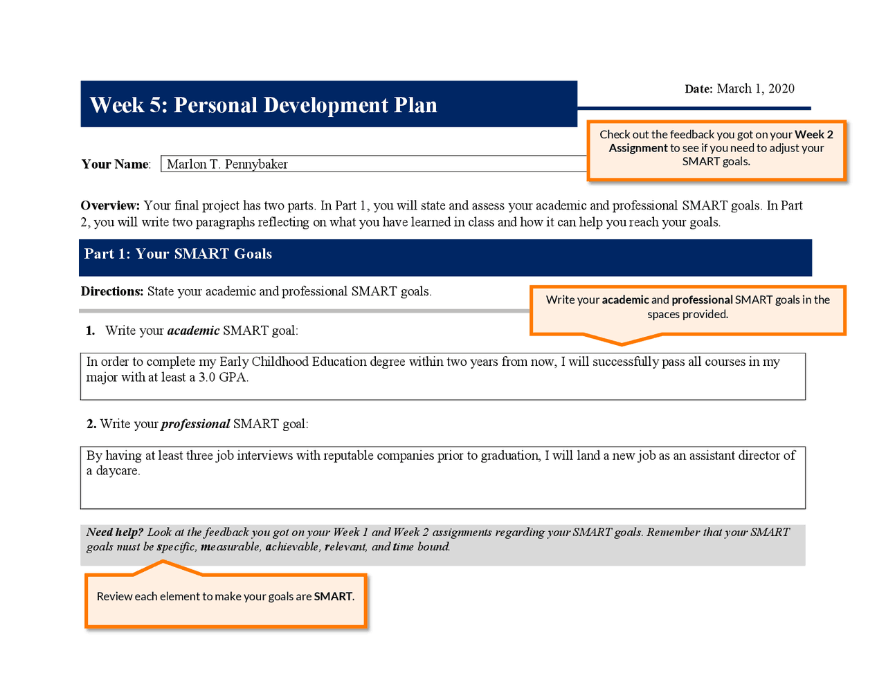 Week 5: Personal Development Plan | Study notes Personality Development ...