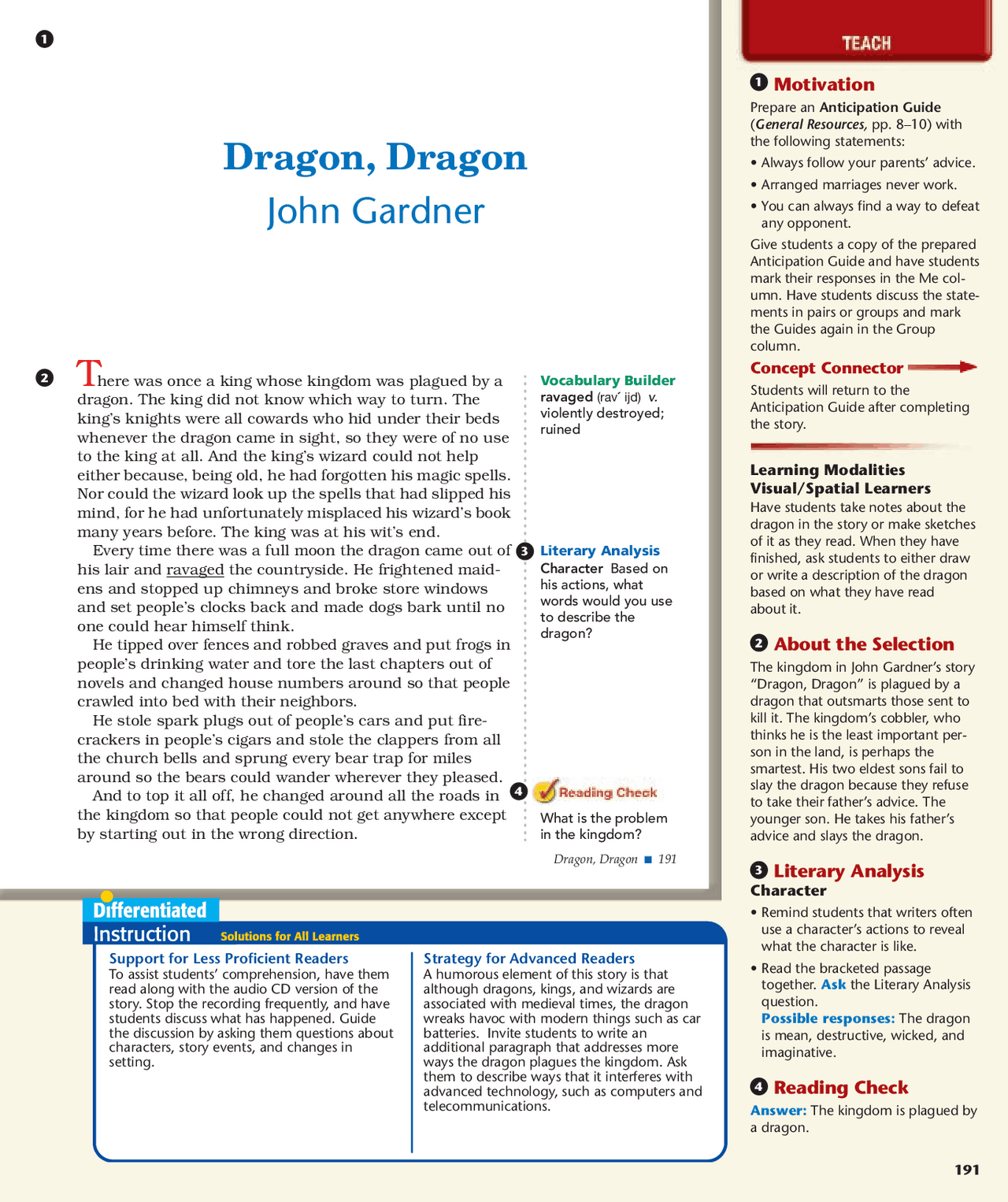 Dragon, Dragon John Gardner | Lecture notes Literary Analysis | Docsity