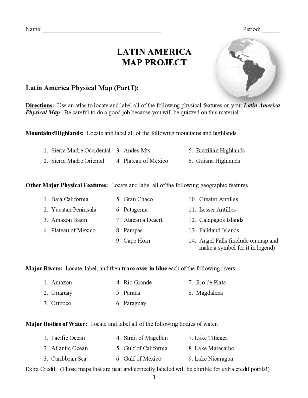 LATIN AMERICA MAP PROJECT | Summaries Latin | Docsity