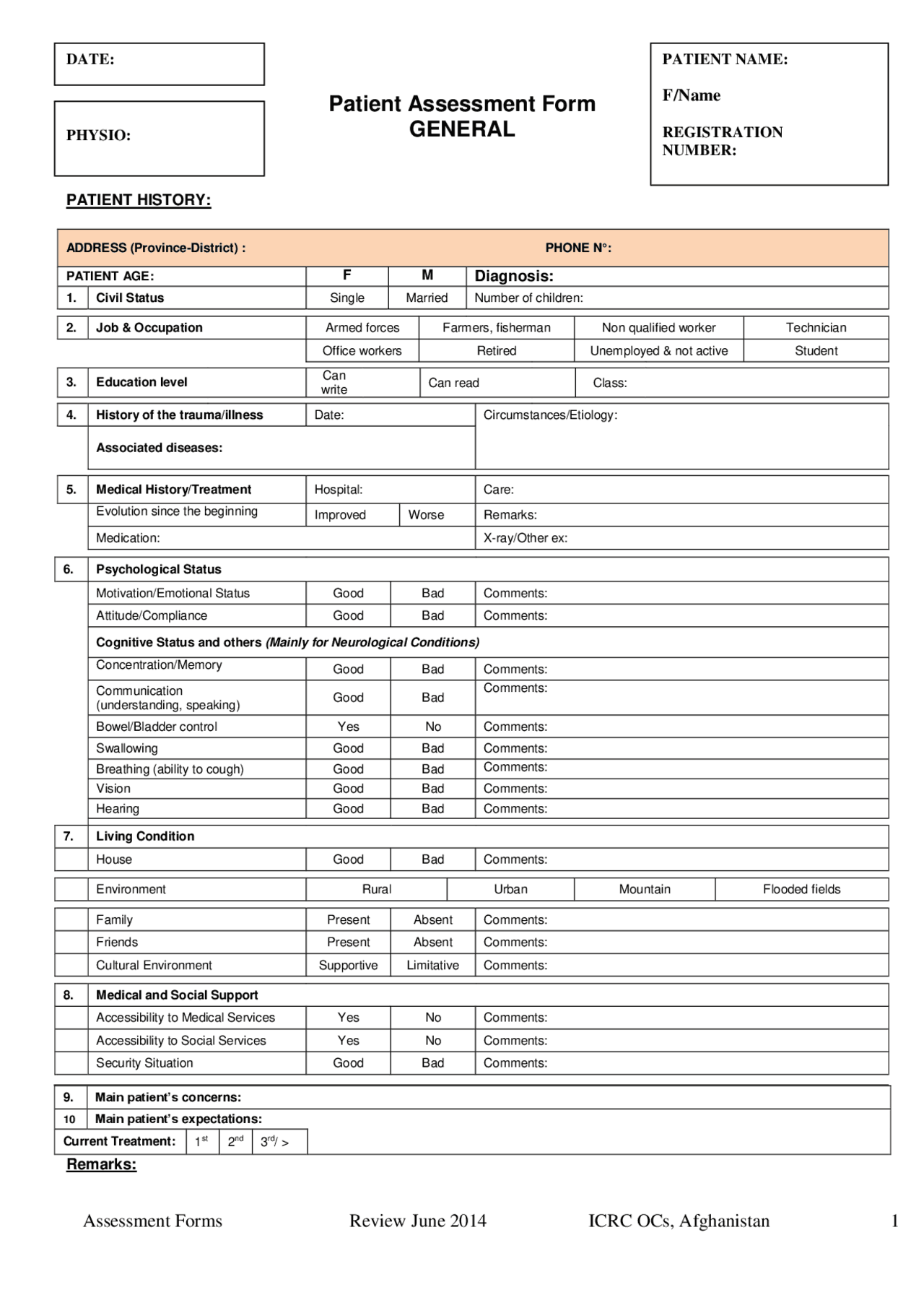 Patient General Assessment | Study notes Physiotherapy | Docsity