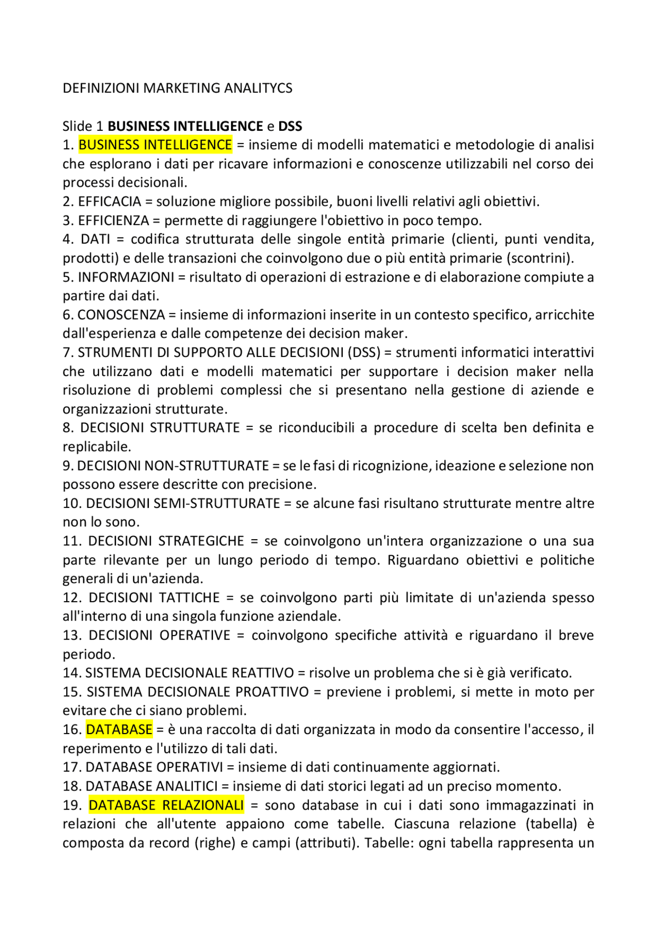 Definizioni E Domande Per Esame Schemi E Mappe Concettuali Di Analisi