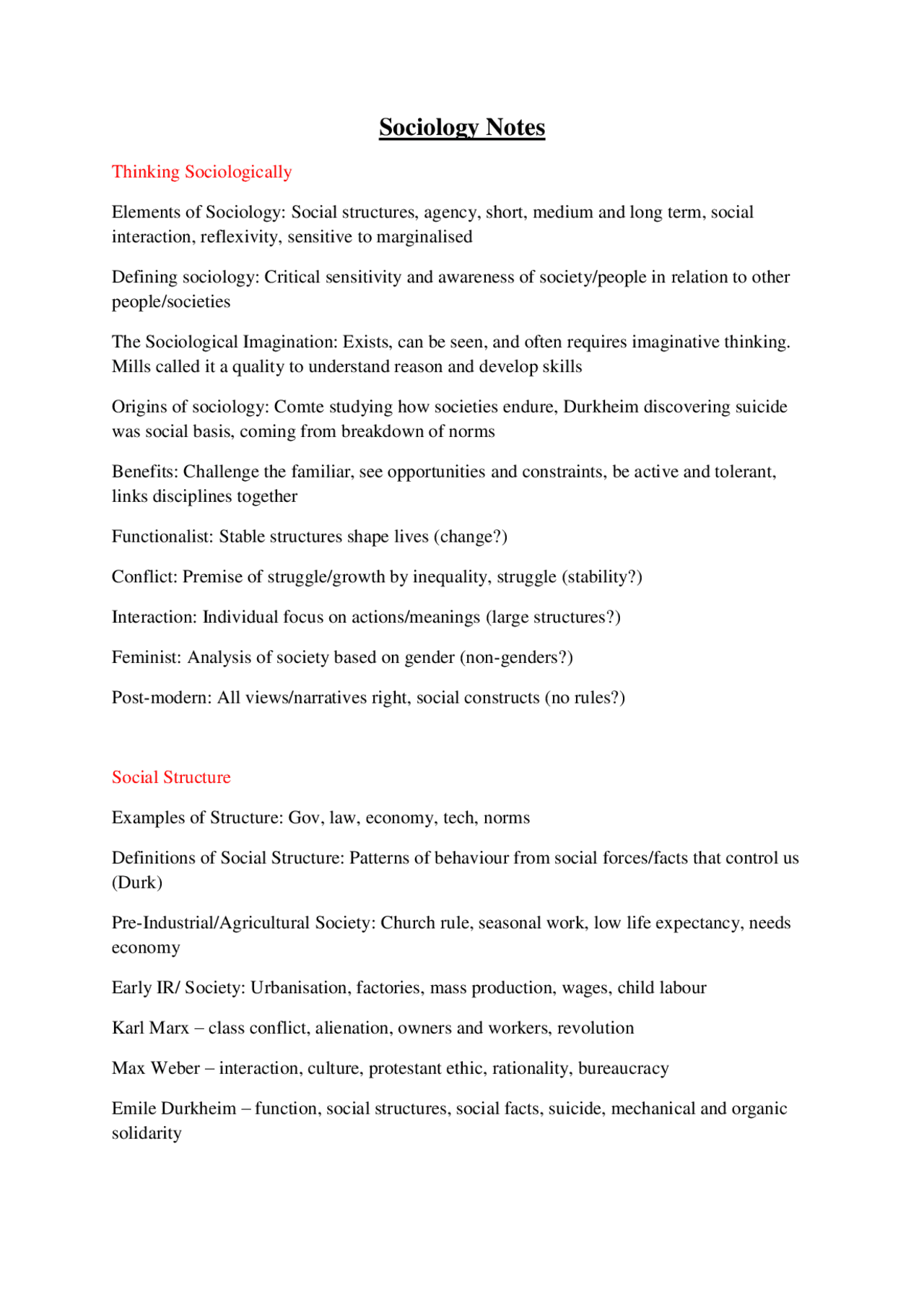 Sociology Notes Lecture Notes Sociology Docsity