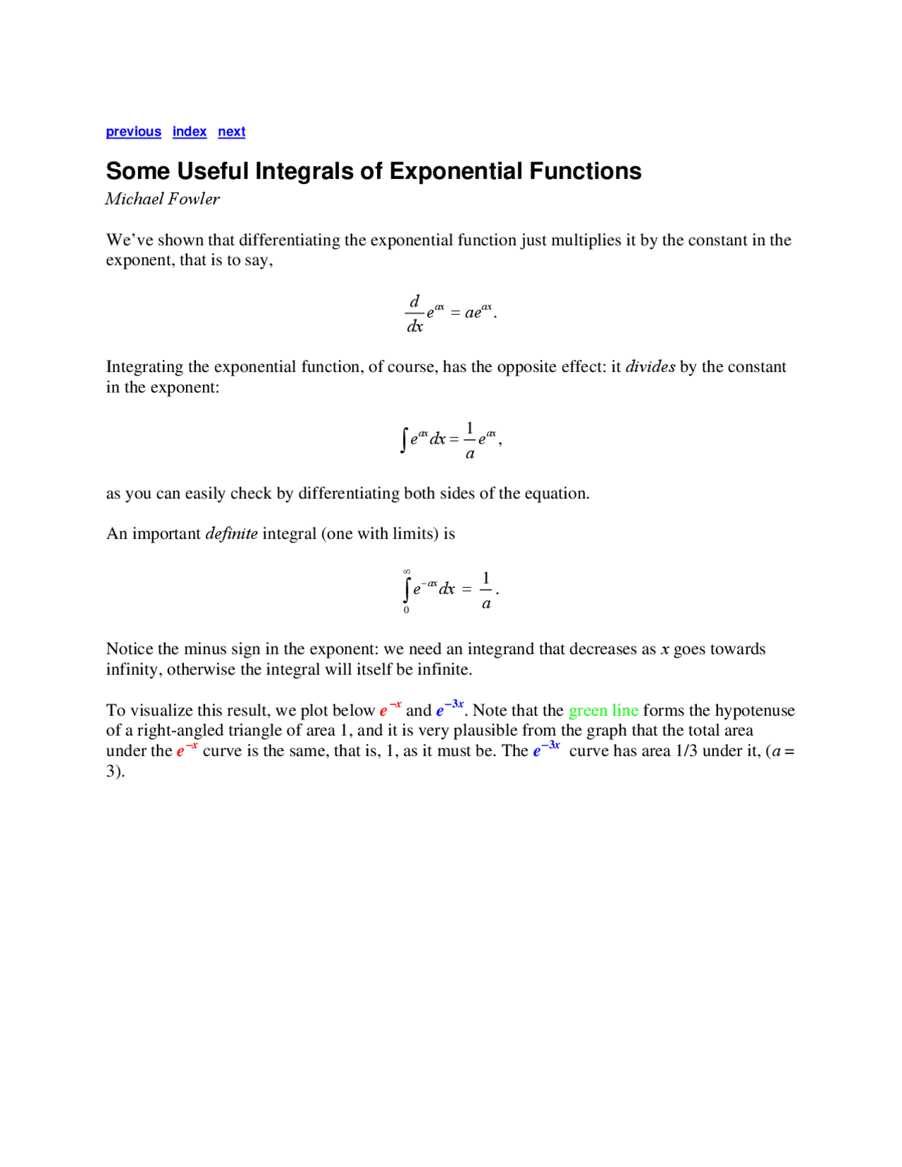 Integrals of Exponential Functions: Useful Results and Applications ...
