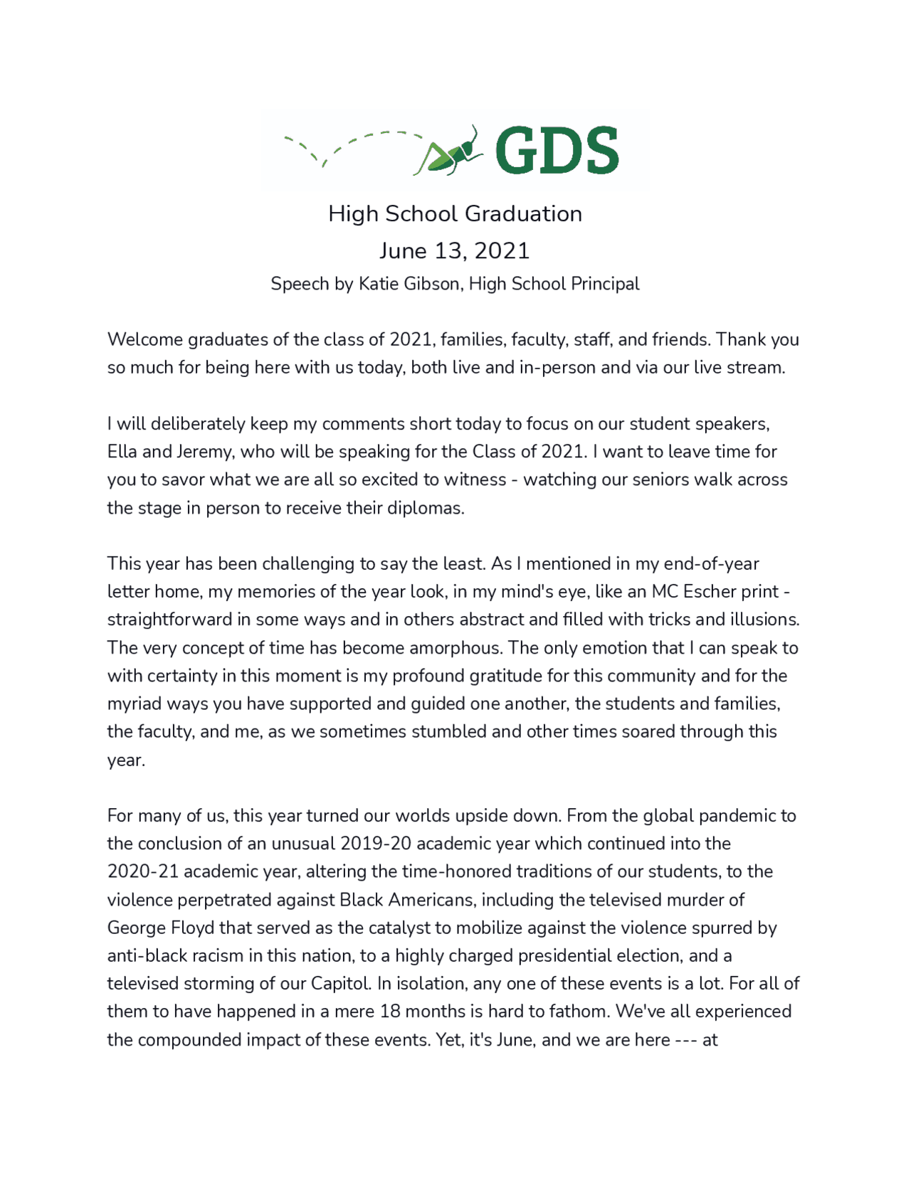 High School Graduation June 13, 2021 | Study notes History | Docsity