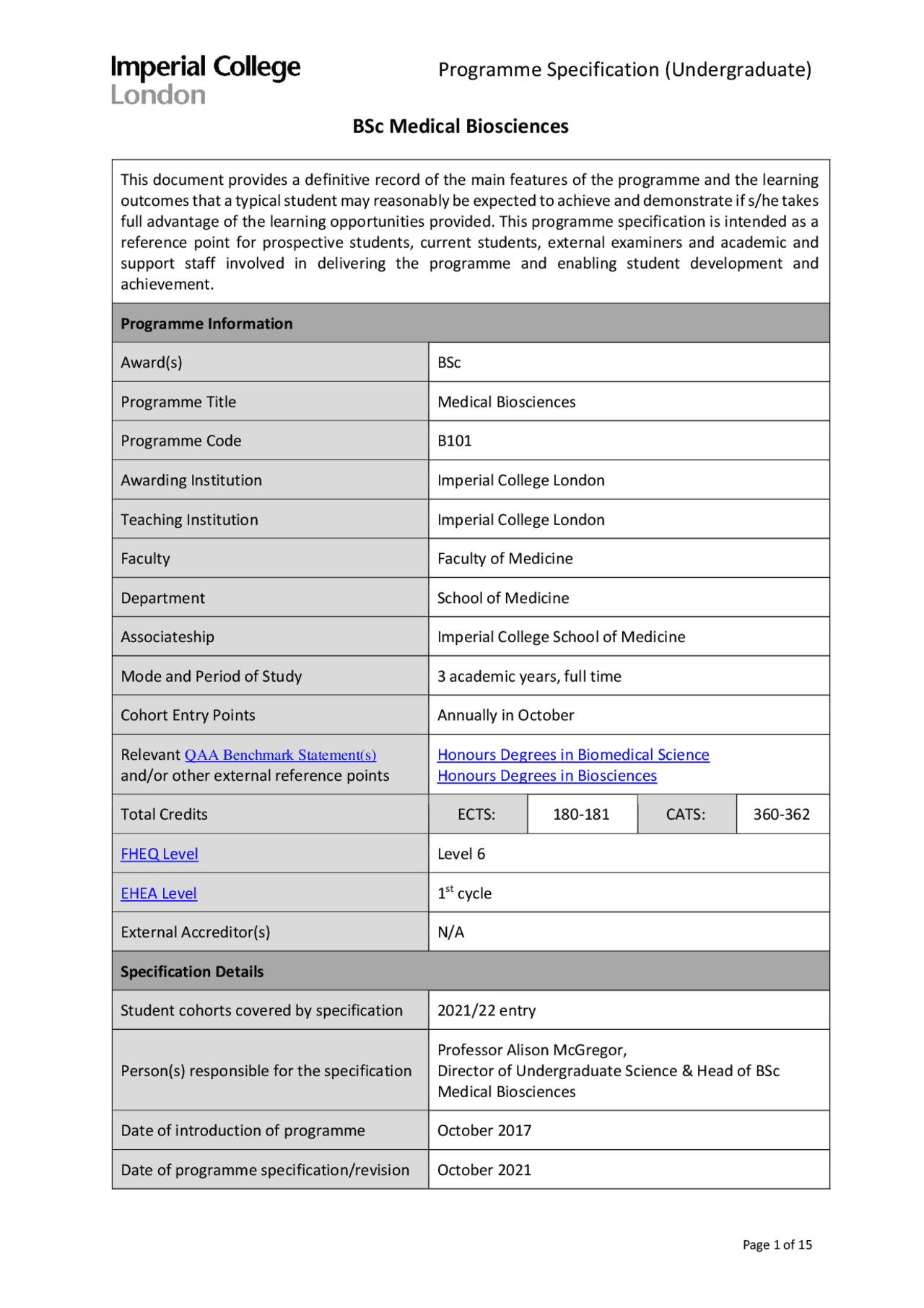 BSc Medical Biosciences | Study notes Human Biology | Docsity