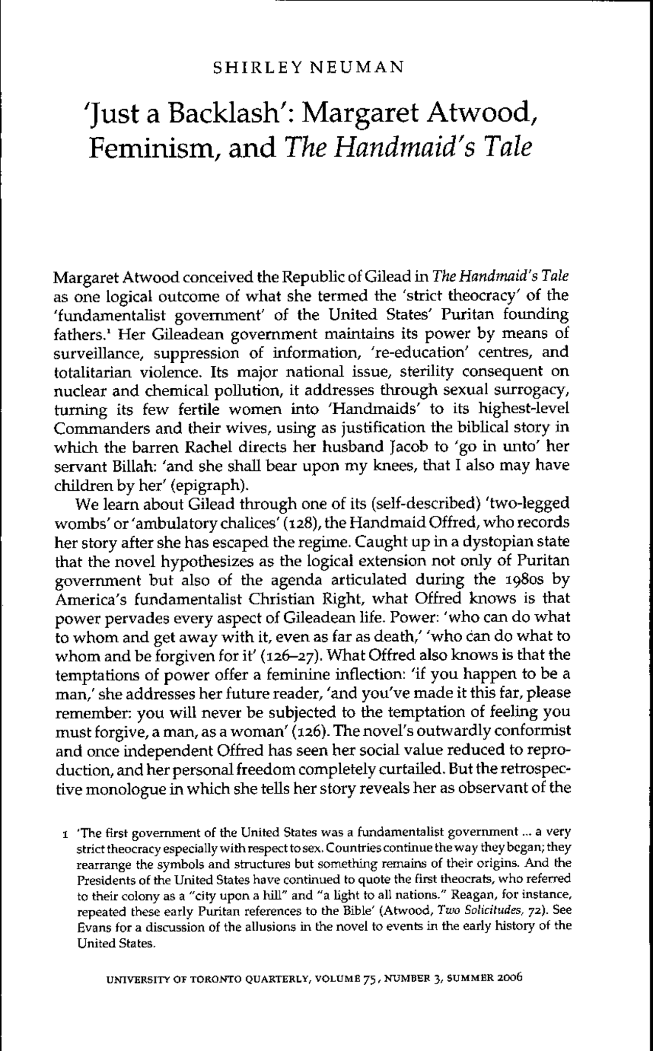 Margaret Atwood, Feminism, and The Handmaid's Tale | Lecture notes ...