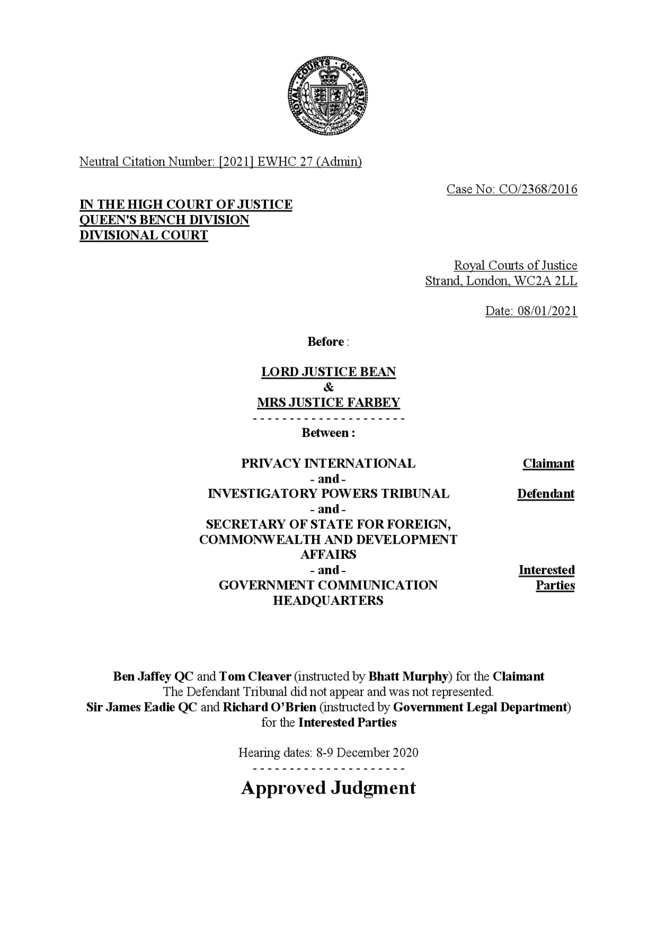 Approved Judgment | Exams Law | Docsity